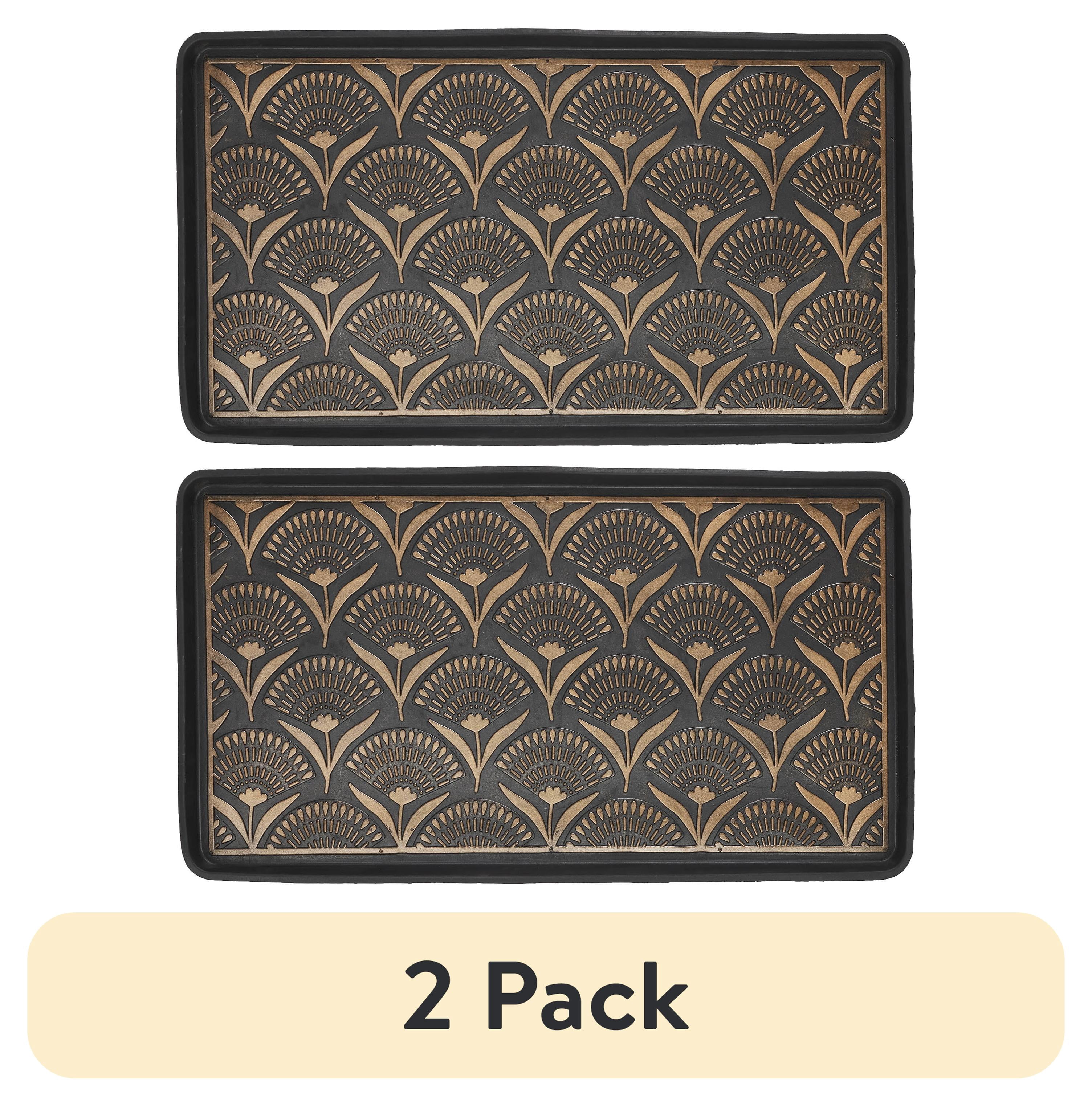 (2 pack) Mainstays Bronze Floral Rubber Boot Tray, 15" x 31" - Walmart.com