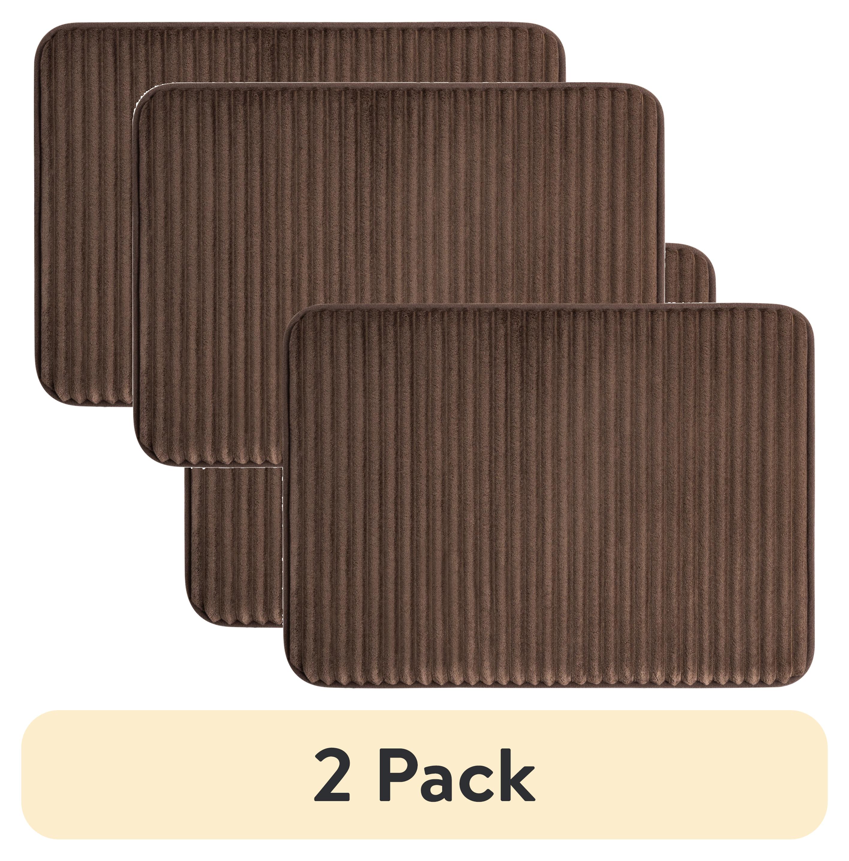 (2 pack) Mainstays Brown 2-Piece Performance Foam 20"x 32" Bath Rug Set ...
