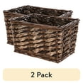 Mainstays Brown Rectangle Willow & Rush Basket 2 Pack for Storage and ...