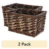 Mainstays Brown Rectangle Willow & Rush Basket 2 Pack for Storage and ...