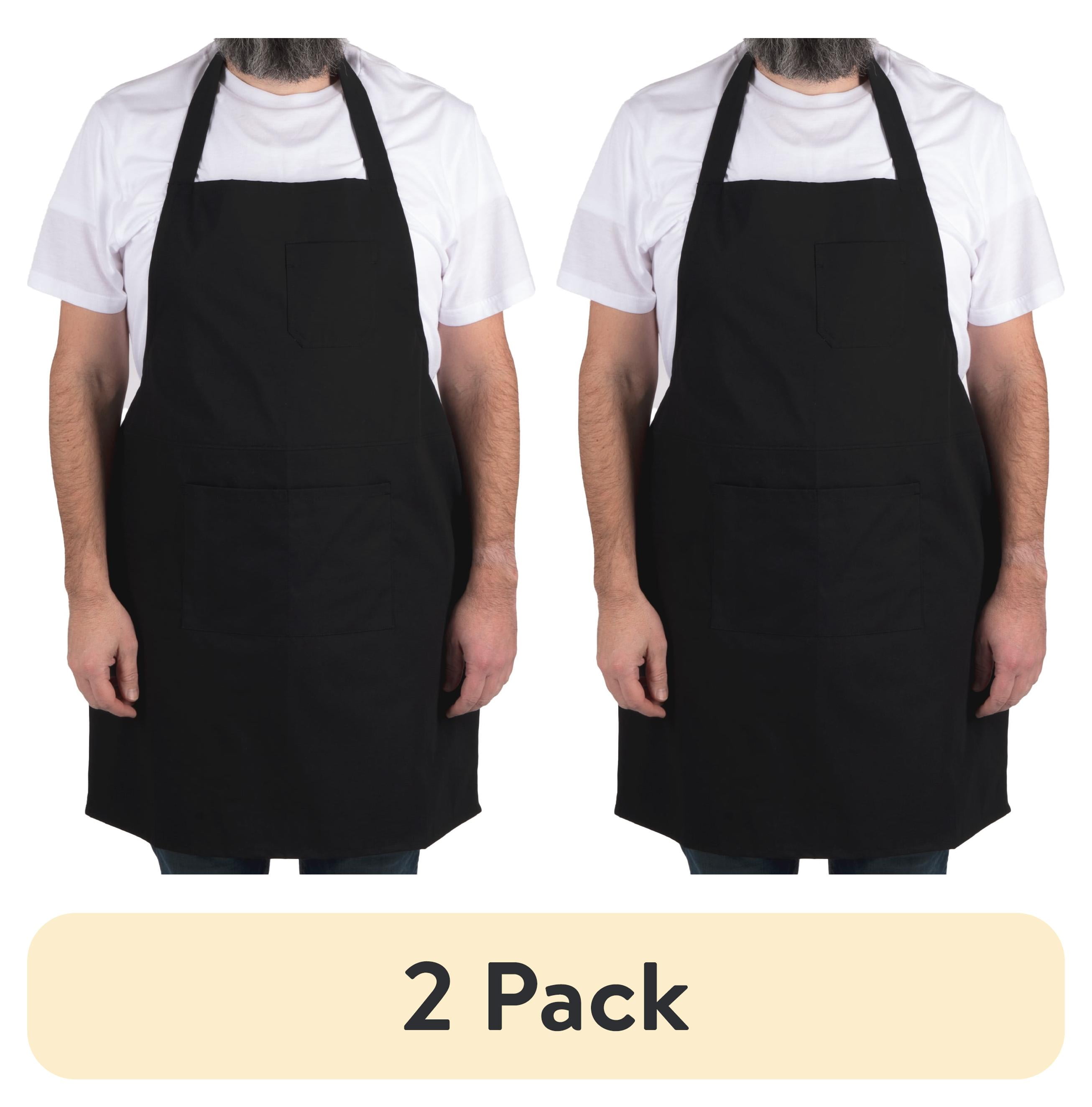 (2 pack) Mainstays Chef Kitchen Apron, 28" x 32" Cotton Bib Apron with ...