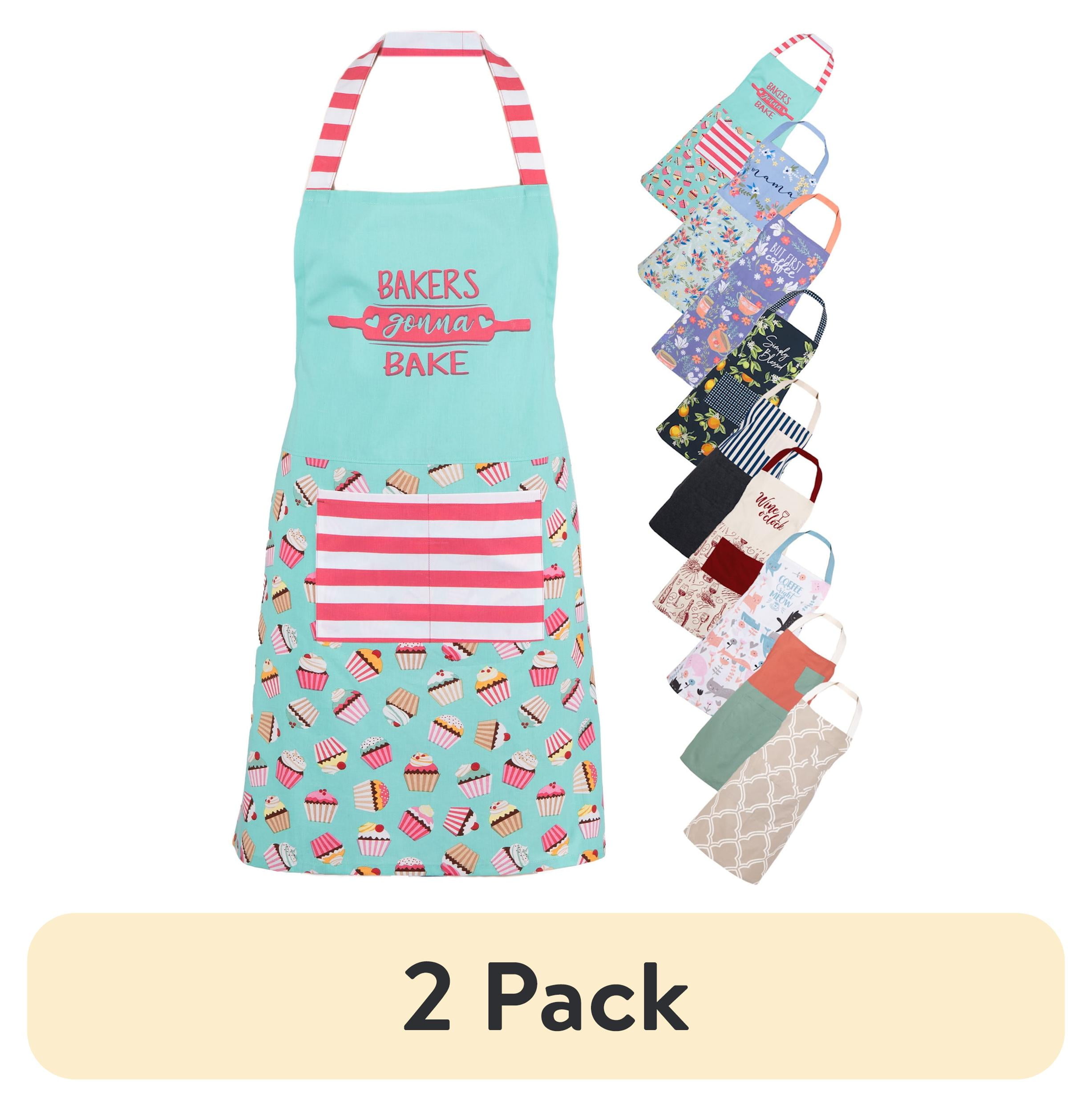 (2 pack) Mainstays Chef Kitchen Apron, 28" x 32" Cupcake Cotton Bib ...