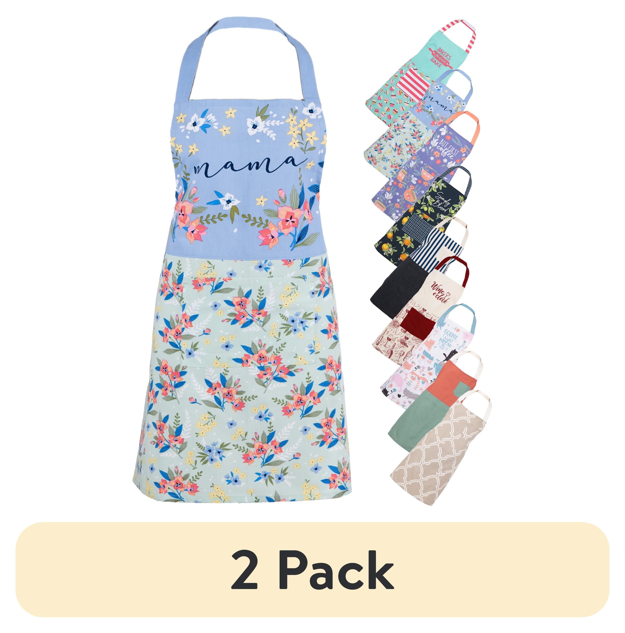 (2 pack) Mainstays Chef Kitchen Apron, 28" x 32" Floral Cotton Bib ...