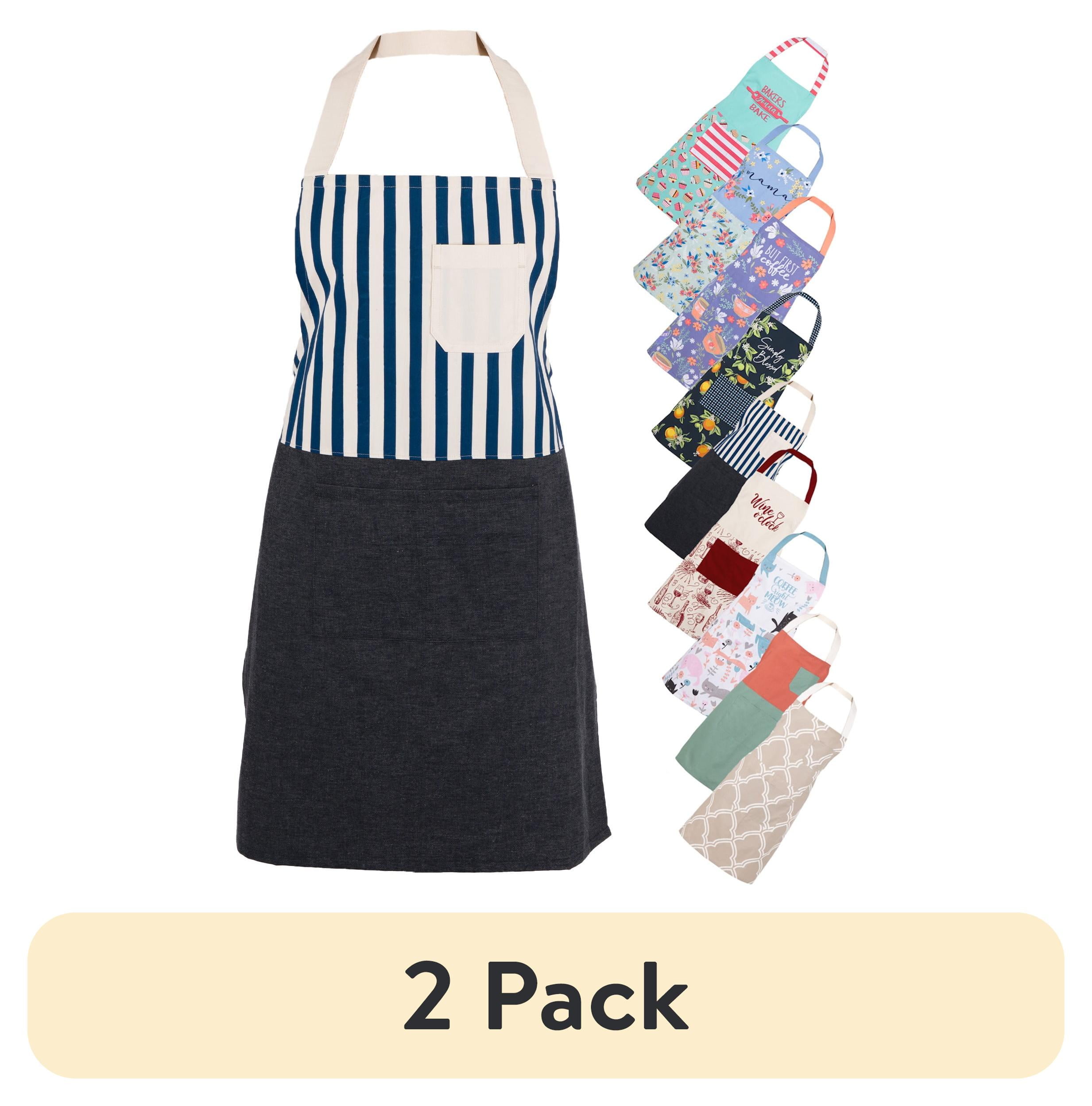 (2 pack) Mainstays Chef Kitchen Apron, 28" x 32" Stripe Cotton Bib ...