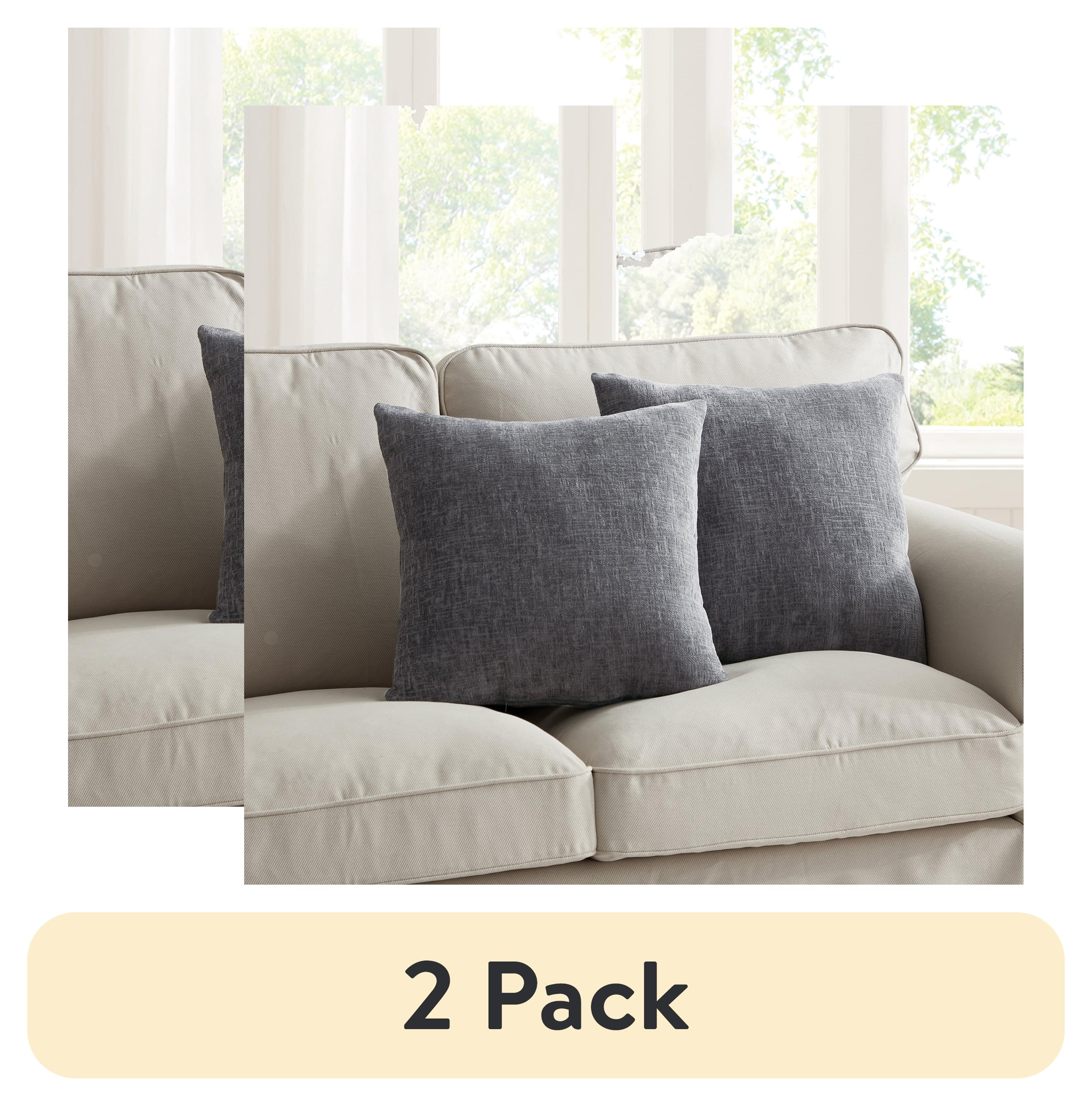 (2 pack) Mainstays Chenille 18" x 18" Grey Solid Polyester Decorative ...