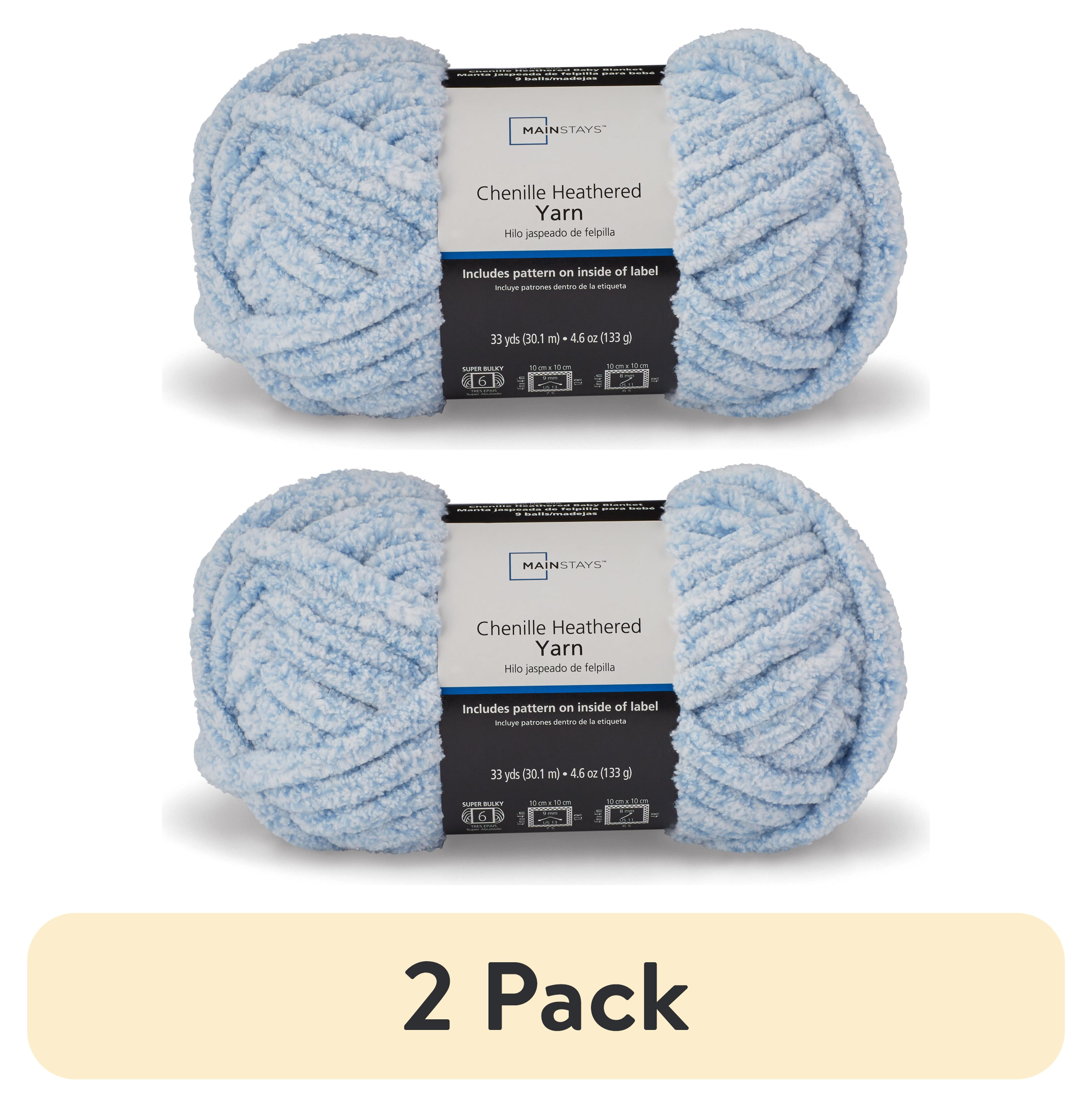 (2 pack) Mainstays Chenille Heathered Yarn Blue, 33 Yards, 100 Percent ...