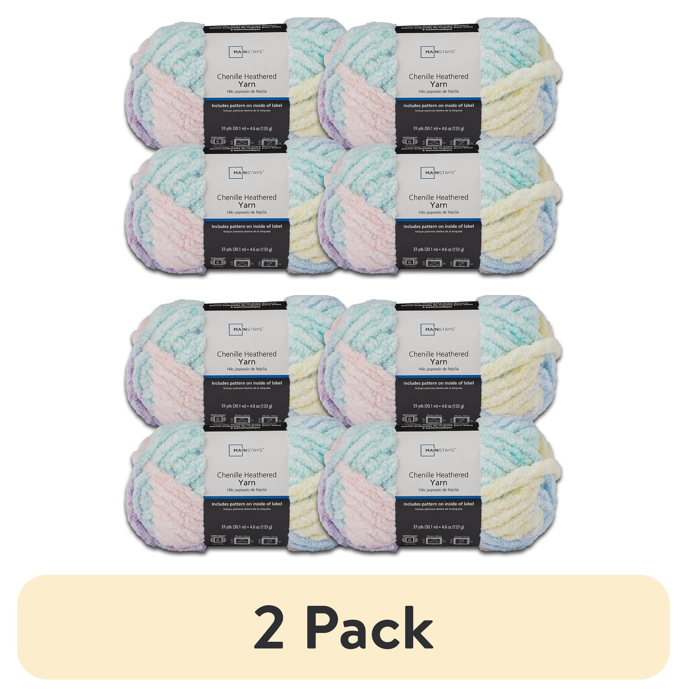(2 pack) Mainstays Chenille Heathered Yarn, 33 yd, Multi Pastel, Super ...