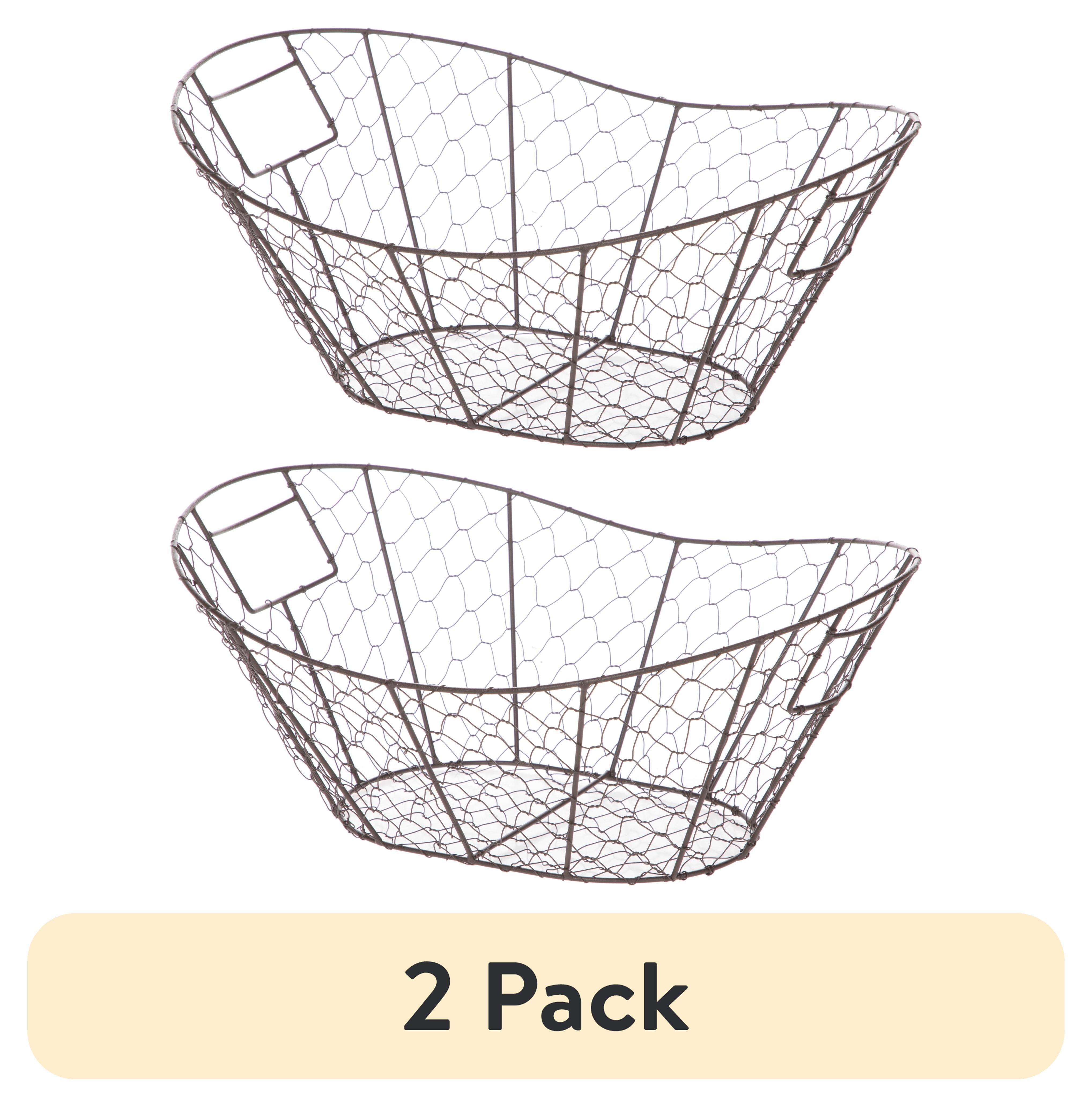 (2 pack) Mainstays Chicken Wire Decorative Storage Basket with Handles ...