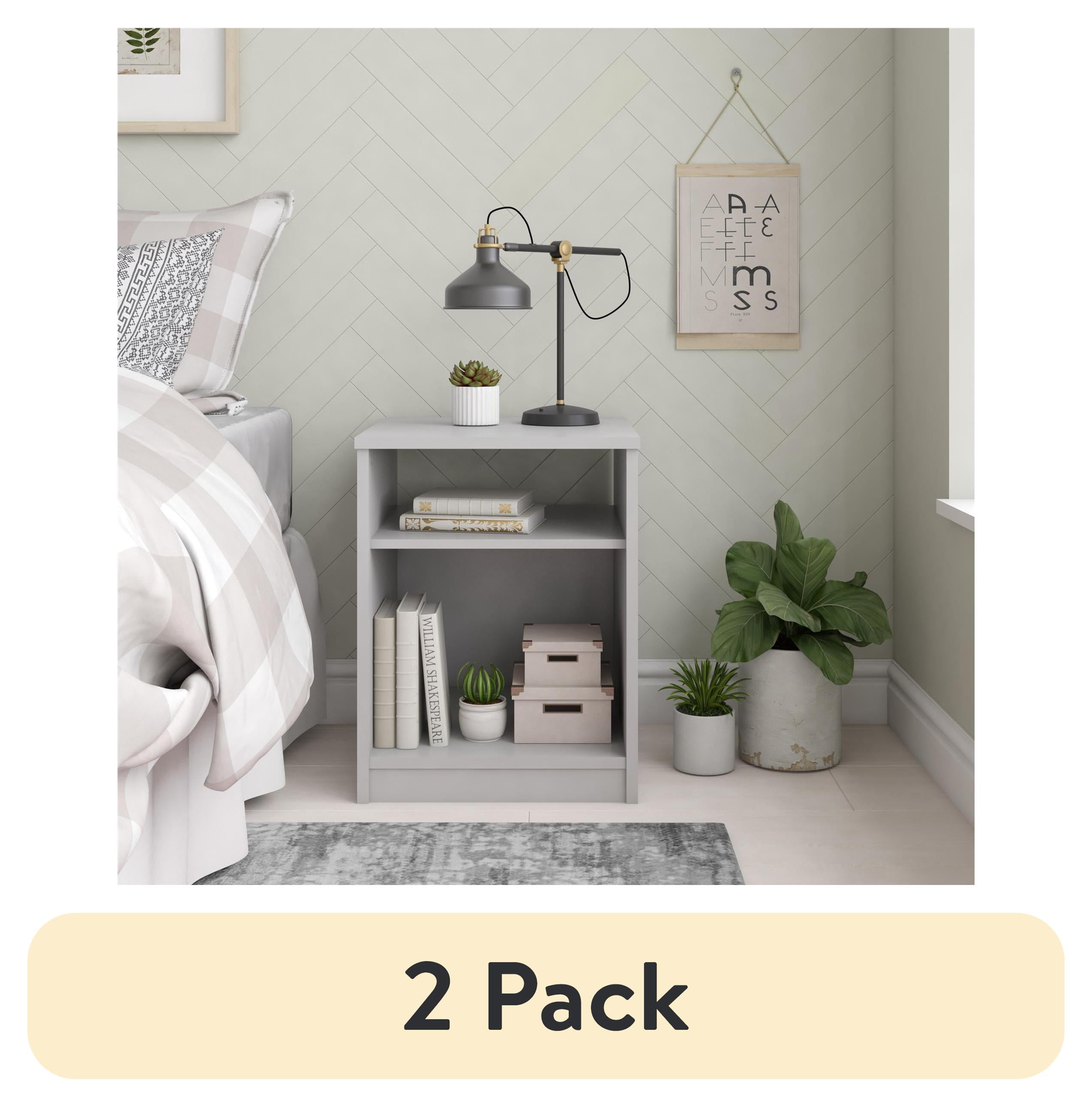 (2 pack) Mainstays Classic Open Shelf Nightstand, Dove Gray - Walmart.com
