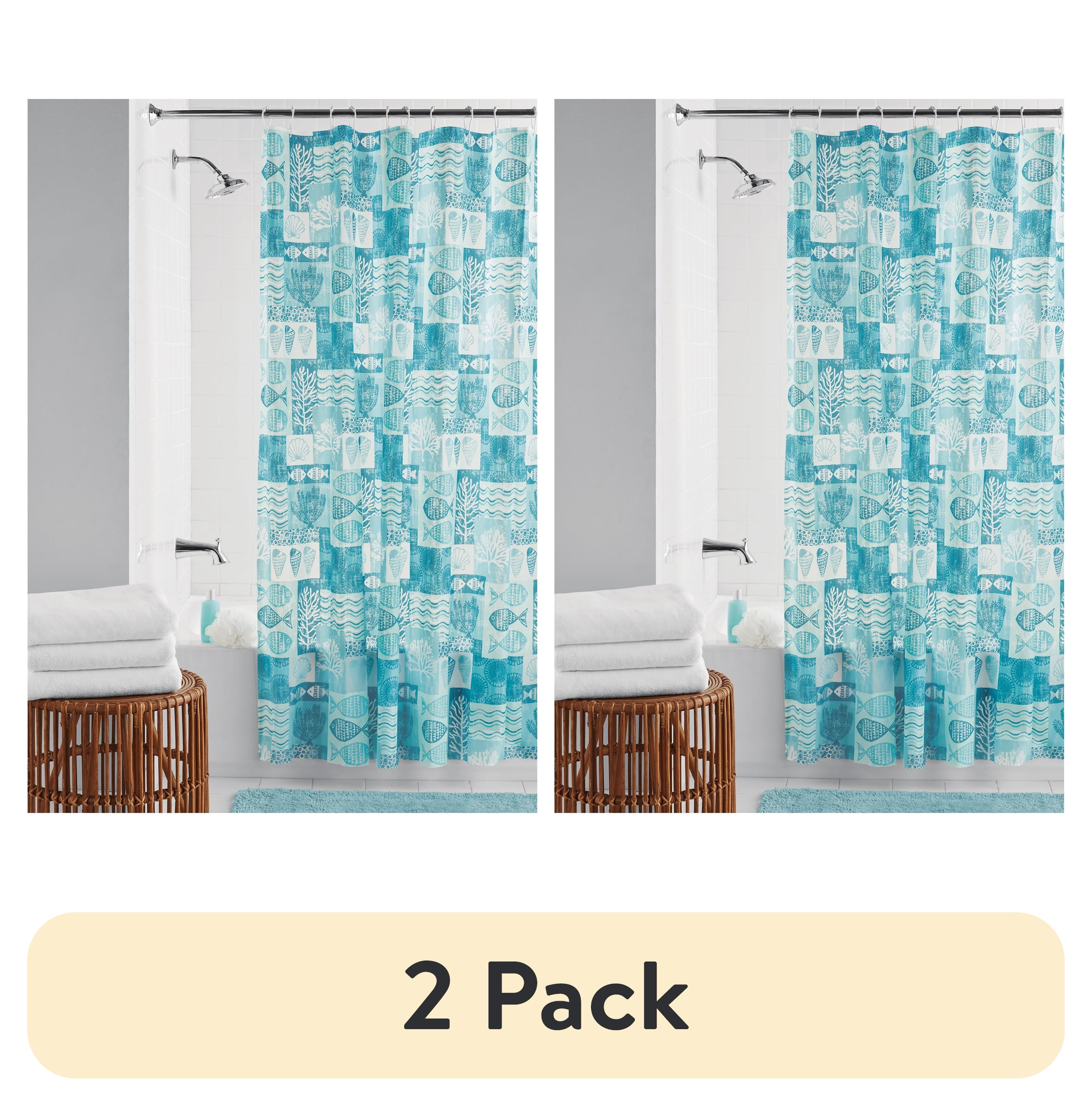 (2 pack) Mainstays Coastal Aqua Fish Printed PEVA Shower Curtain, 70" x 72" - Walmart.com