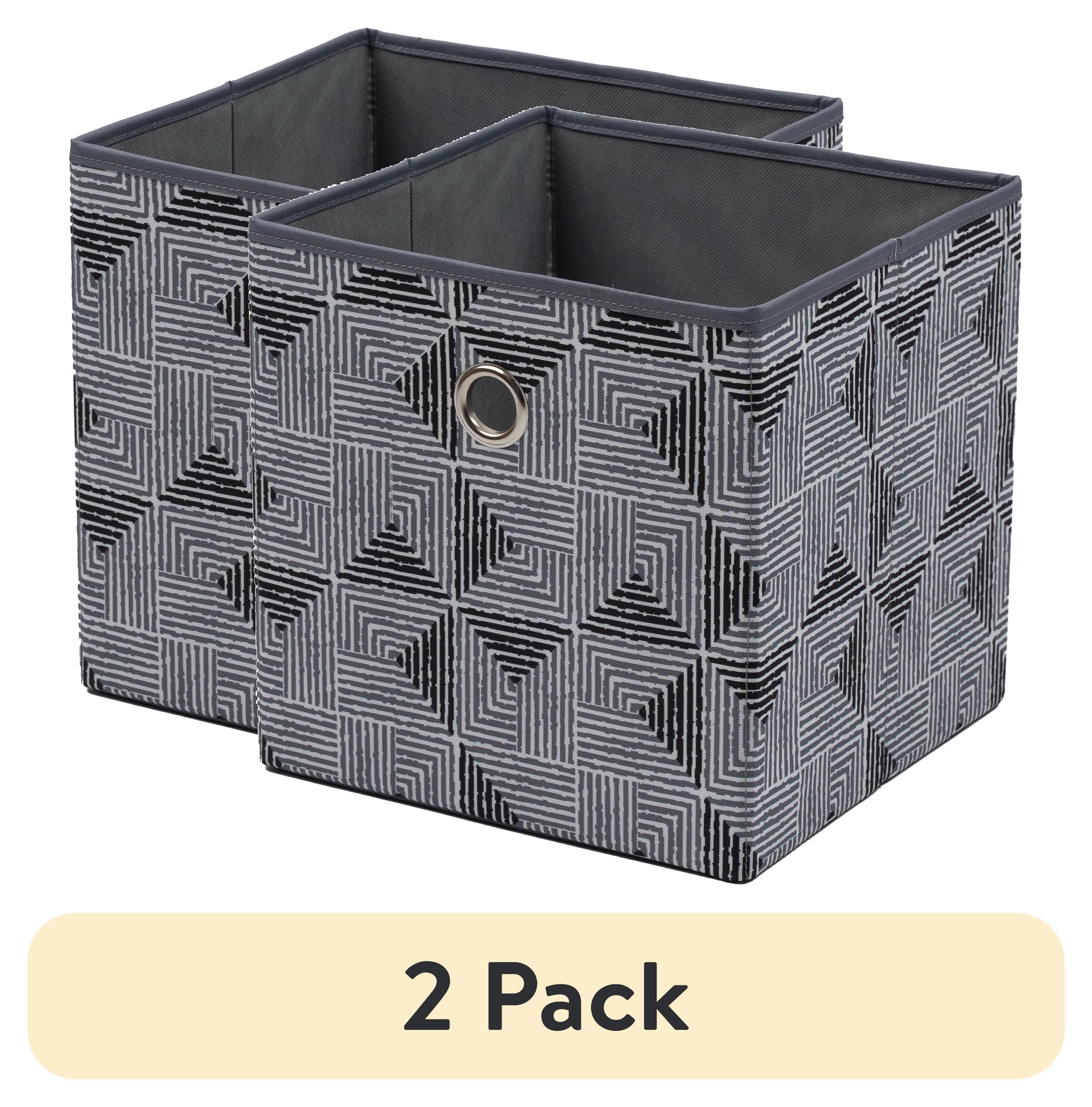 (2 pack) Mainstays Collapsible Fabric Cube Storage Bin, Black and Gray ...