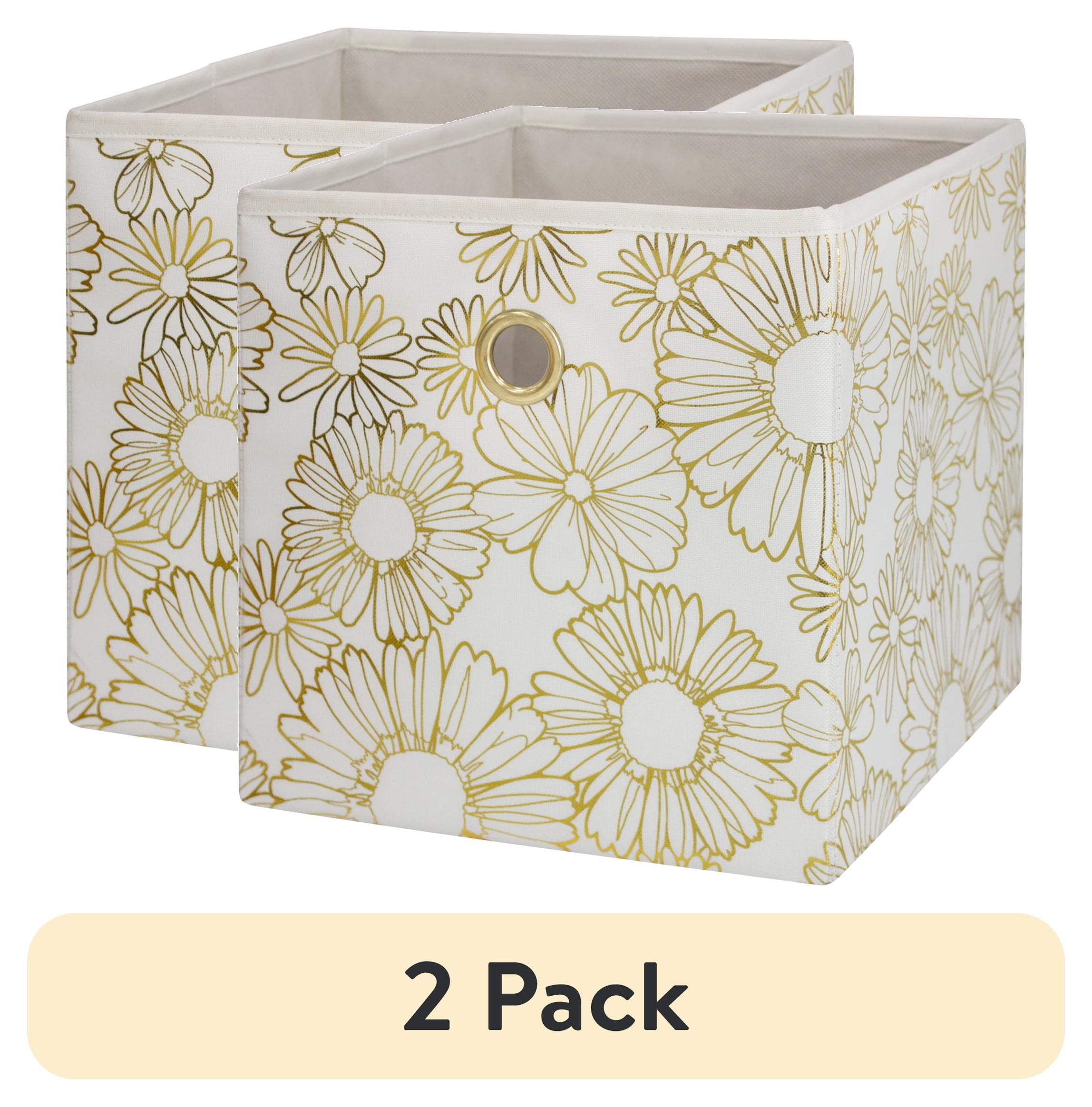 (2 pack) Mainstays Collapsible Fabric Cube Storage Bin, Gold Metallic ...