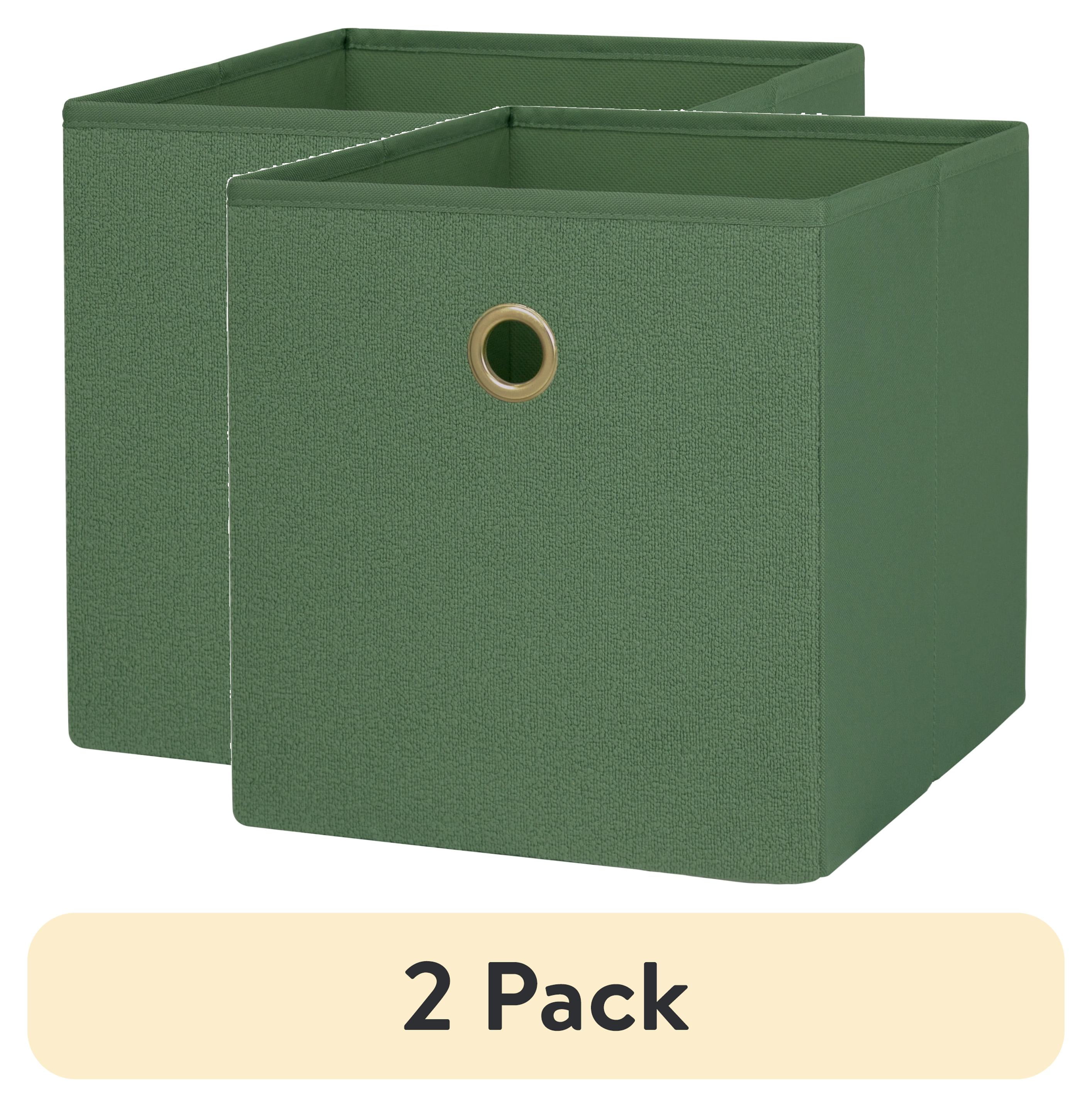(2 pack) Mainstays Collapsible Fabric Cube Storage Bin, Green Boucle ...