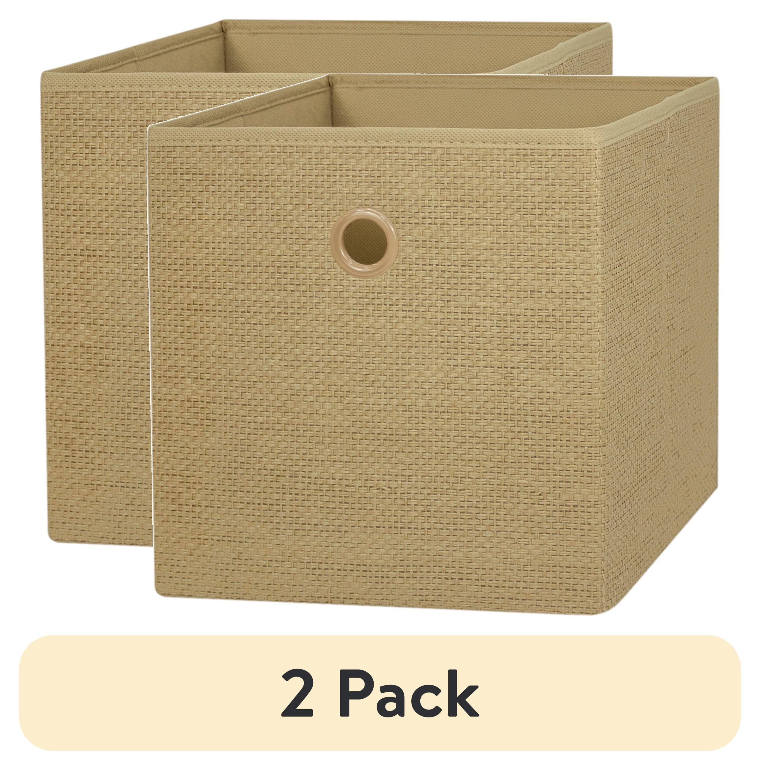 (2 pack) Mainstays Collapsible Fabric Cube Storage Bin, Natural Woven ...