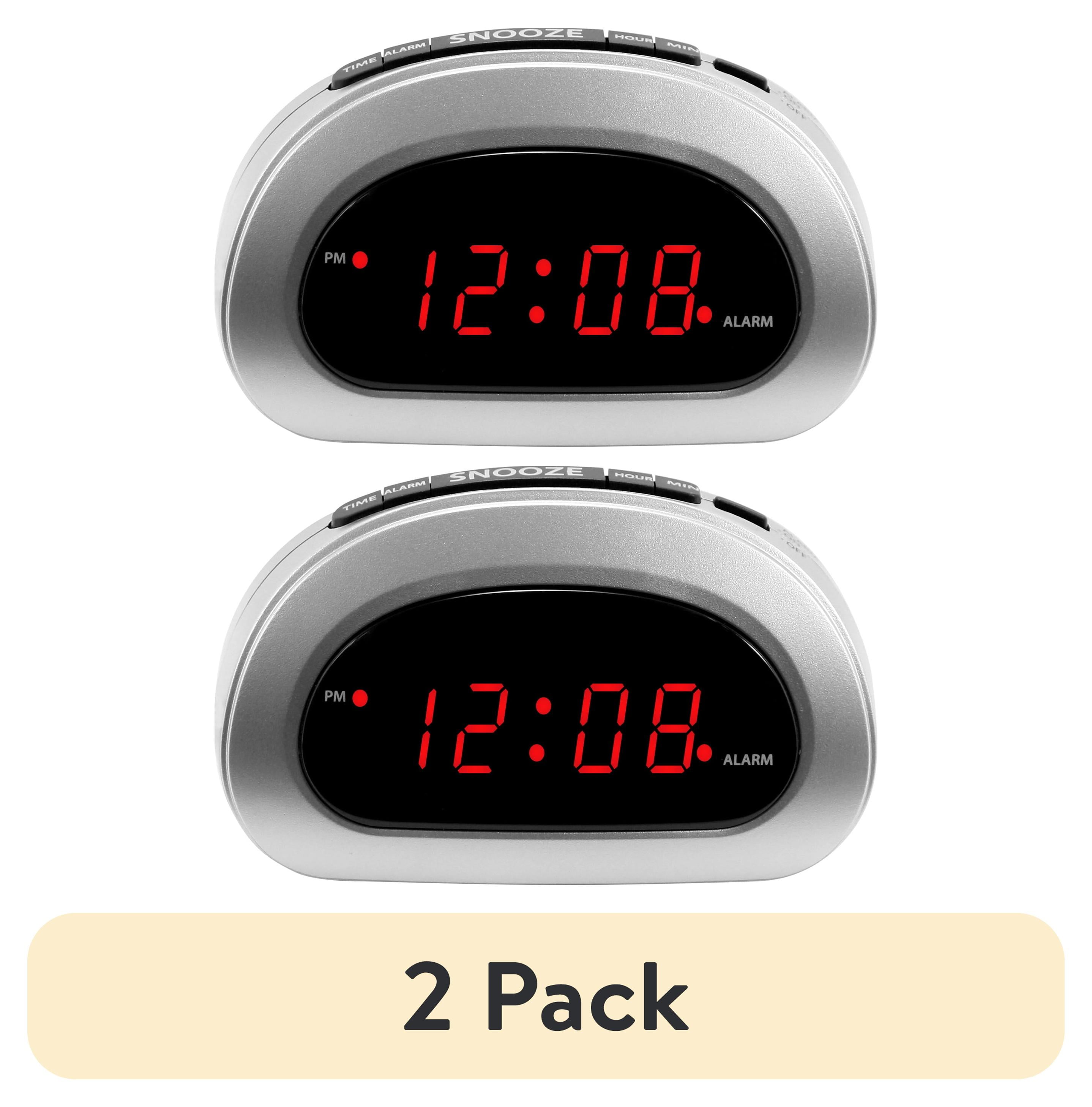 (2 pack) Mainstays Digital Alarm Clock with Snooze and Battery Backup ...