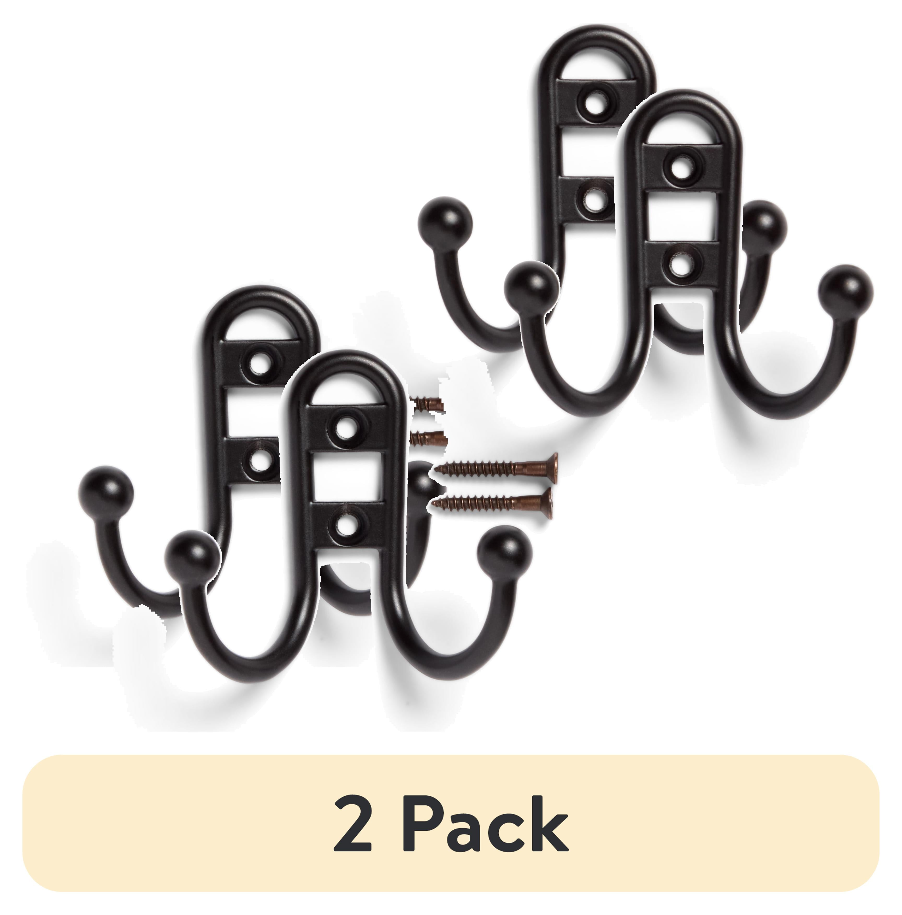 (2 pack) Mainstays, Double Hook Bronze Metal Hooks, Clutter-Free Hooks ...