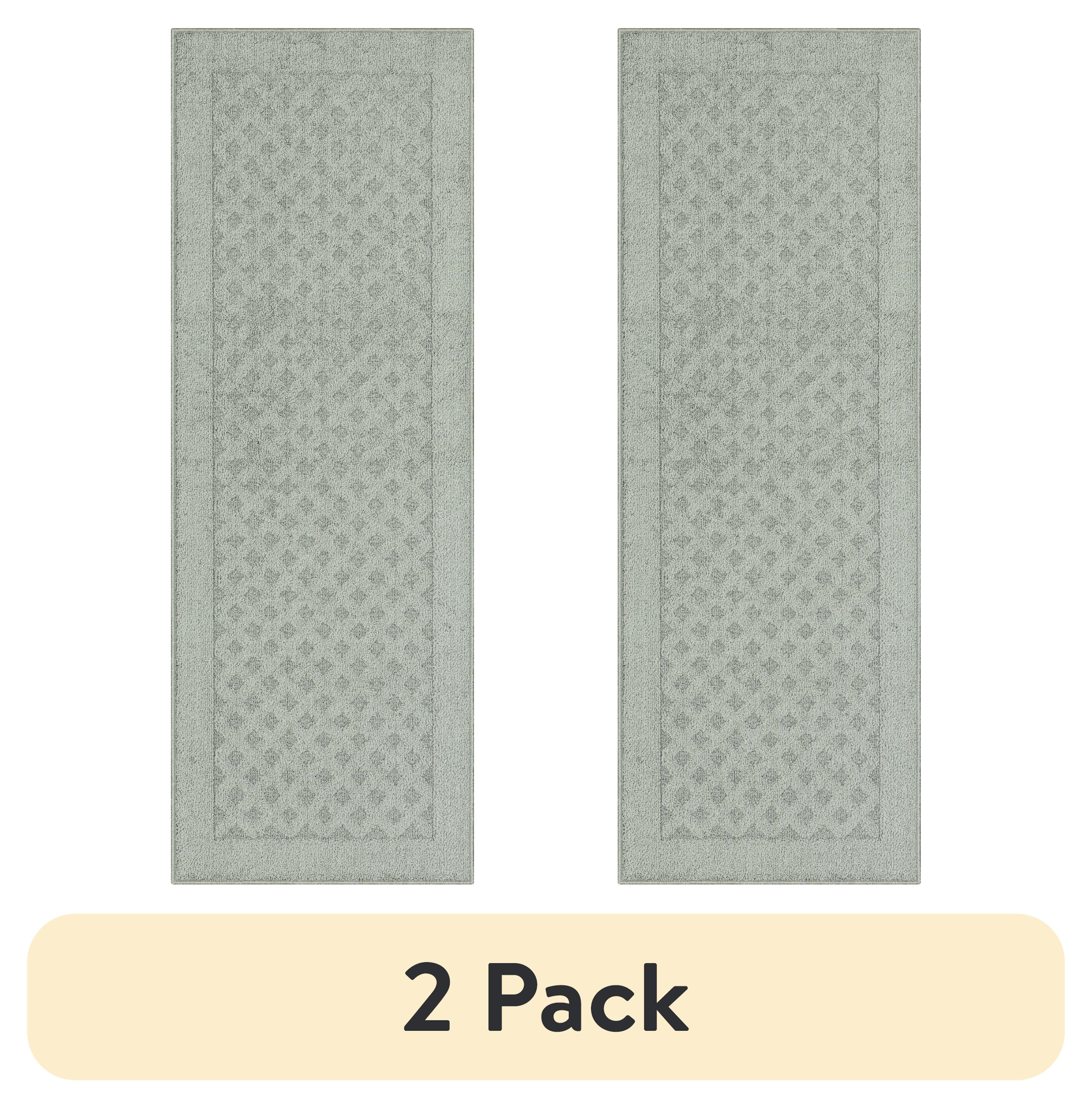 (2 pack) Mainstays Dylan Solid Diamond Olefin Pewter Gray Indoor Runner ...
