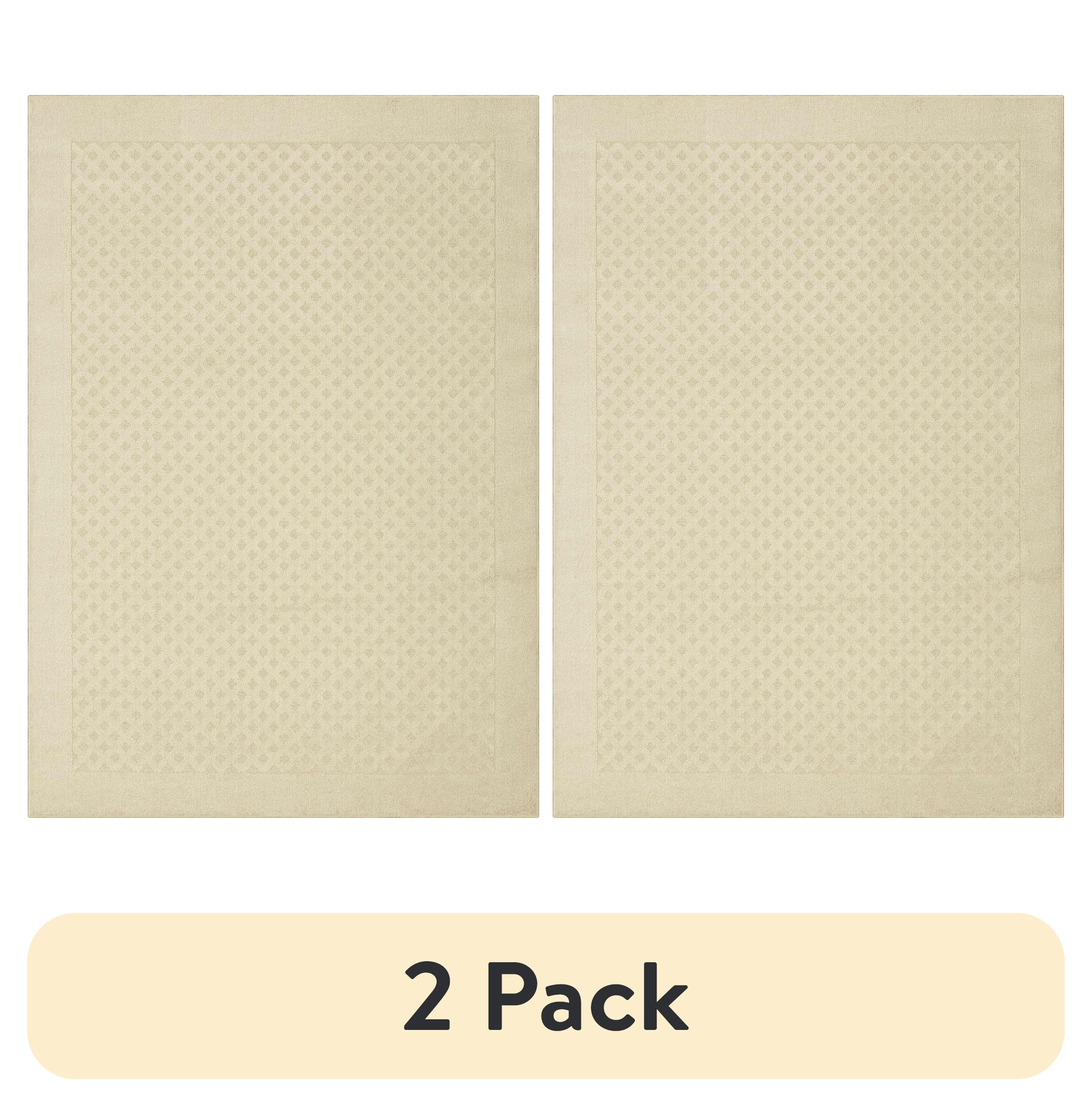 (2 pack) Mainstays Dylan Solid Diamond Traditional Beige Indoor Area ...