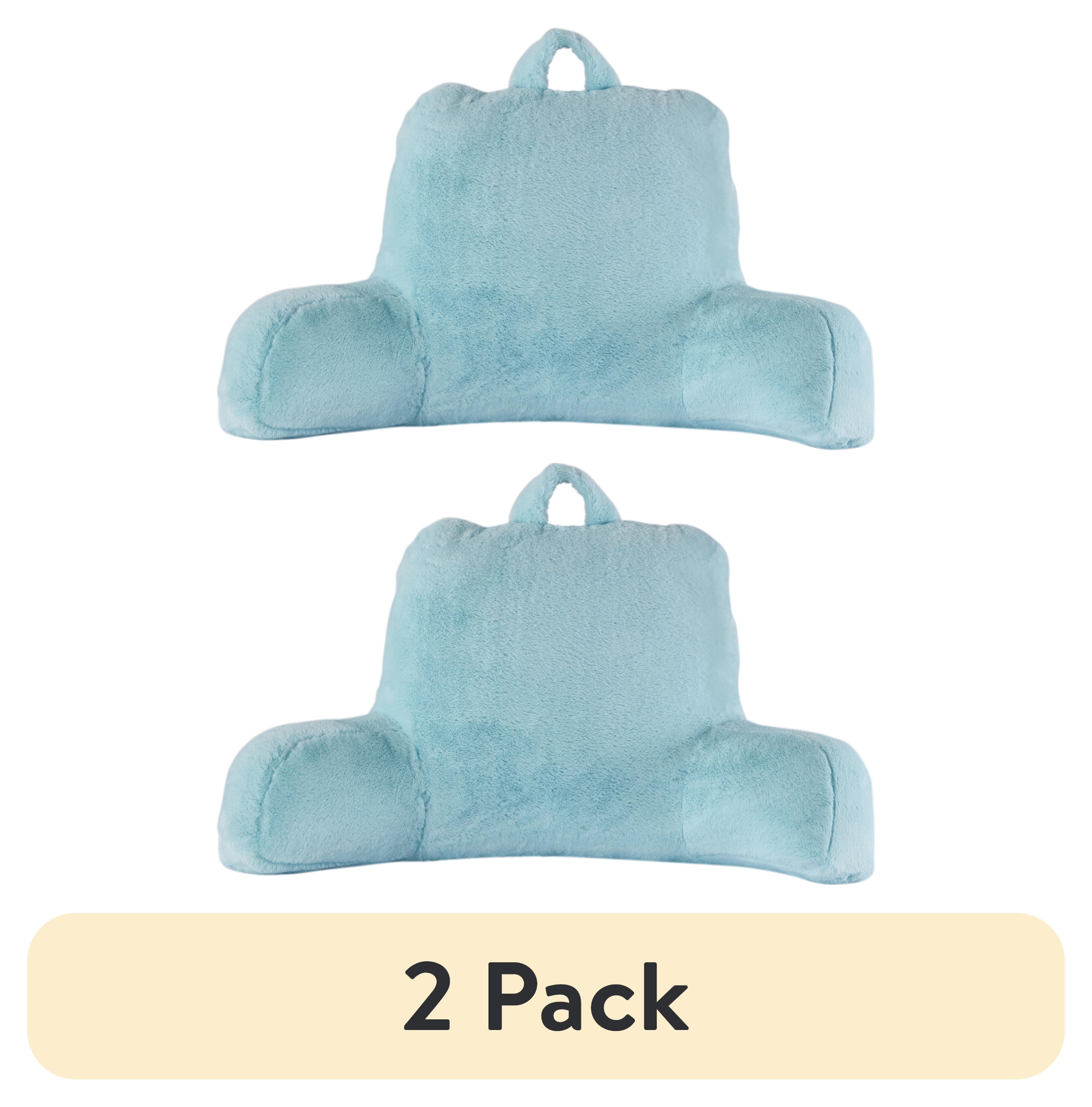 (2 pack) Mainstays Faux Fur Plush Backrest Pillow, Specialty Size, Aqua ...
