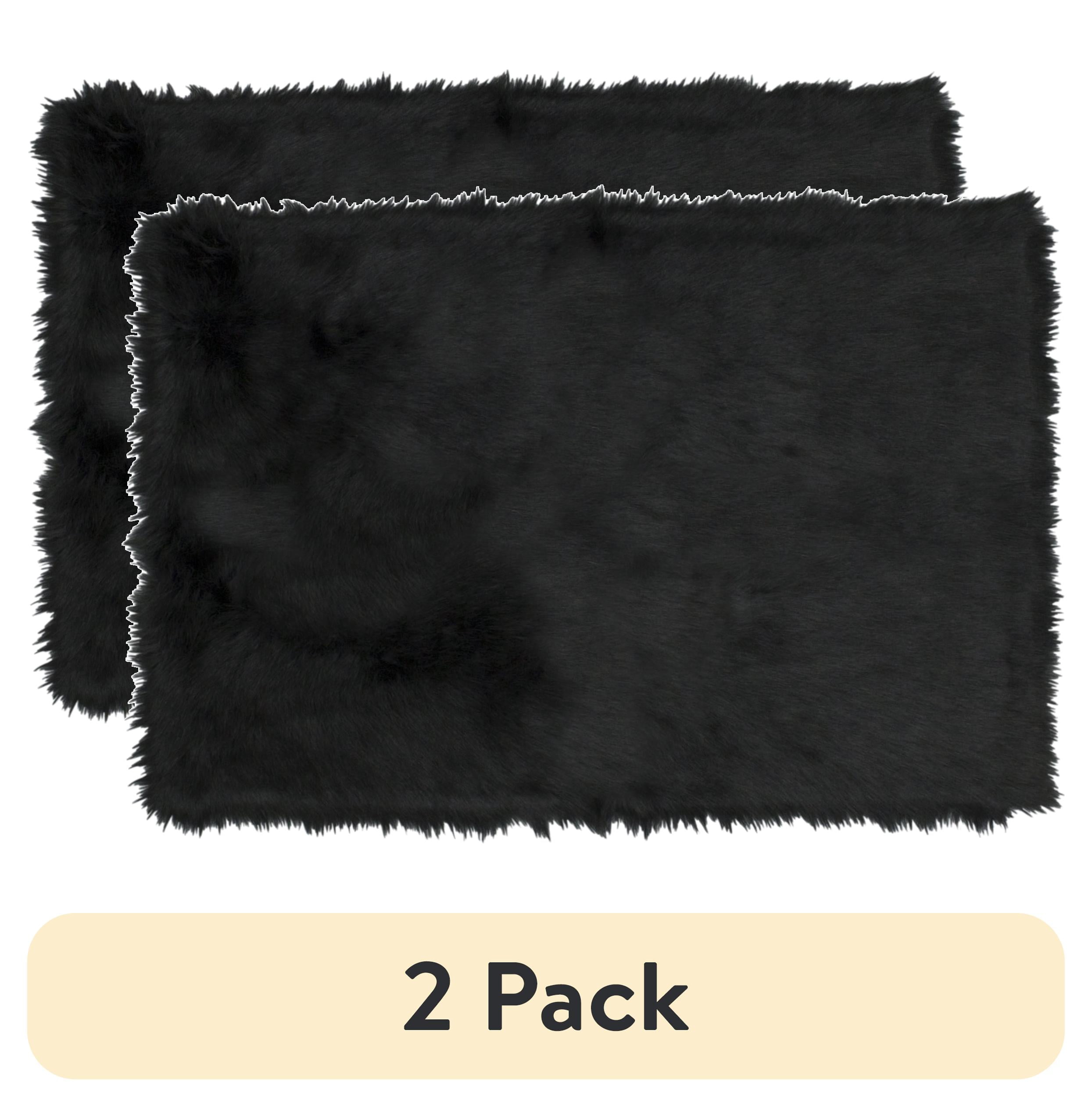(2 pack) Mainstays Flokati Solid Black Shag Area Rug, 30" x 46", Ultra ...