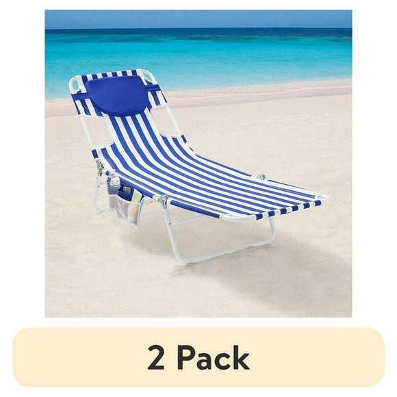 Mainstays Folding Adjustable Back Fabric Beach Lounger