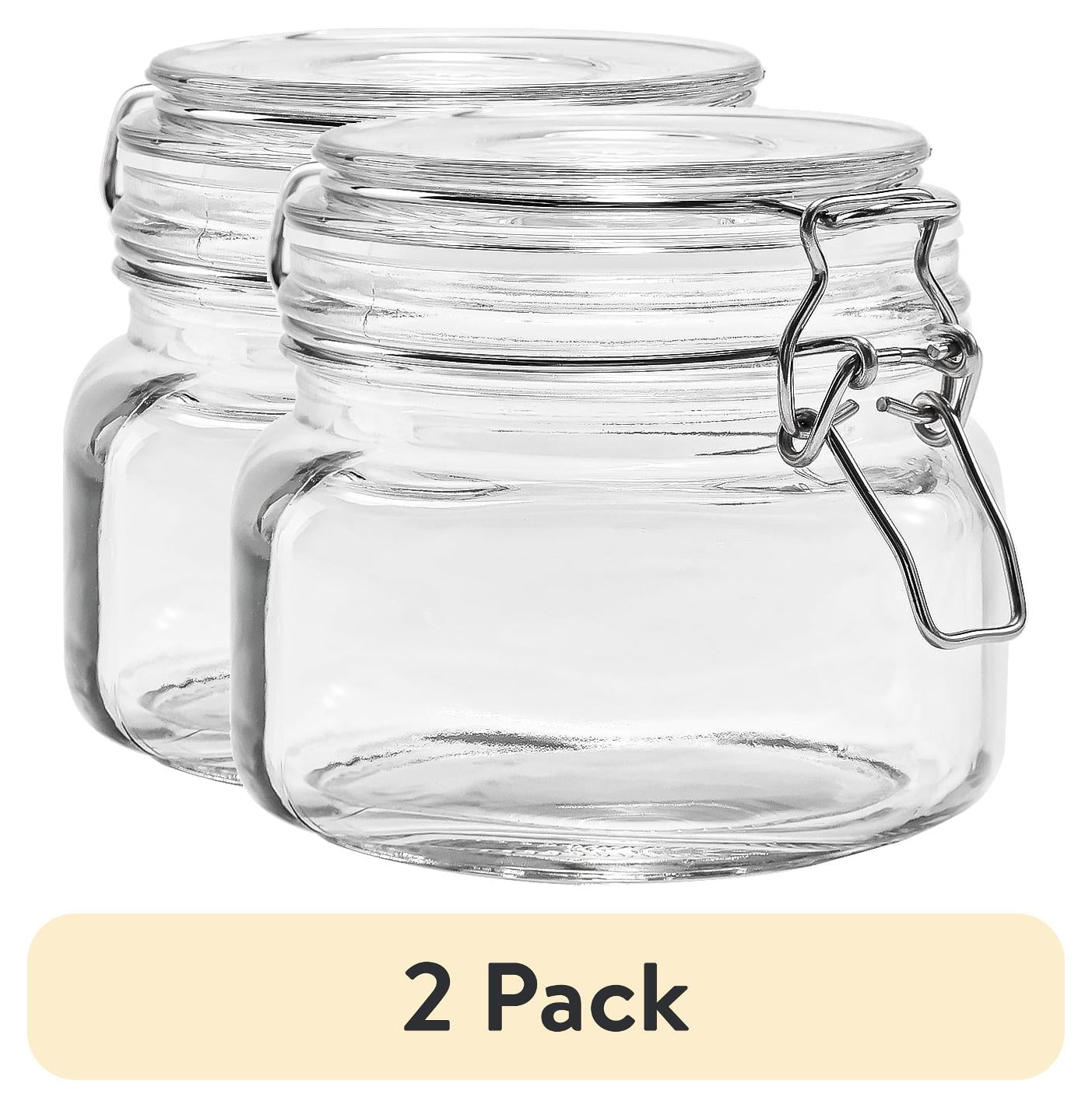 (2 pack) Mainstays Glass 17 oz Lock Lid Storage Jar Canister - Walmart.com