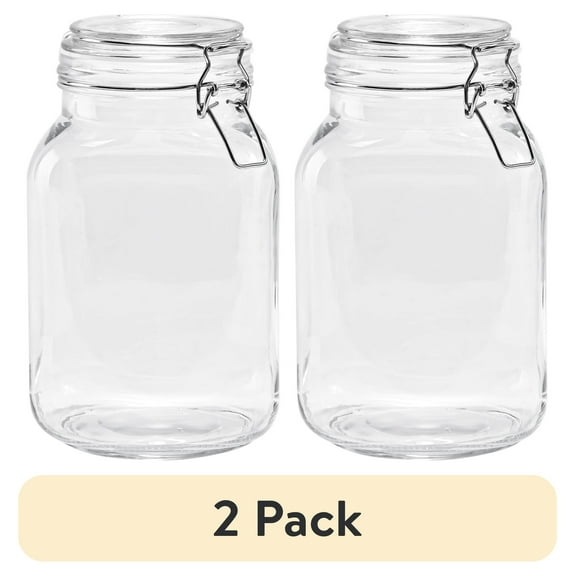 Mainstays Glass Jar with Locking Lid 38 oz Clear Food Storage Canister ...