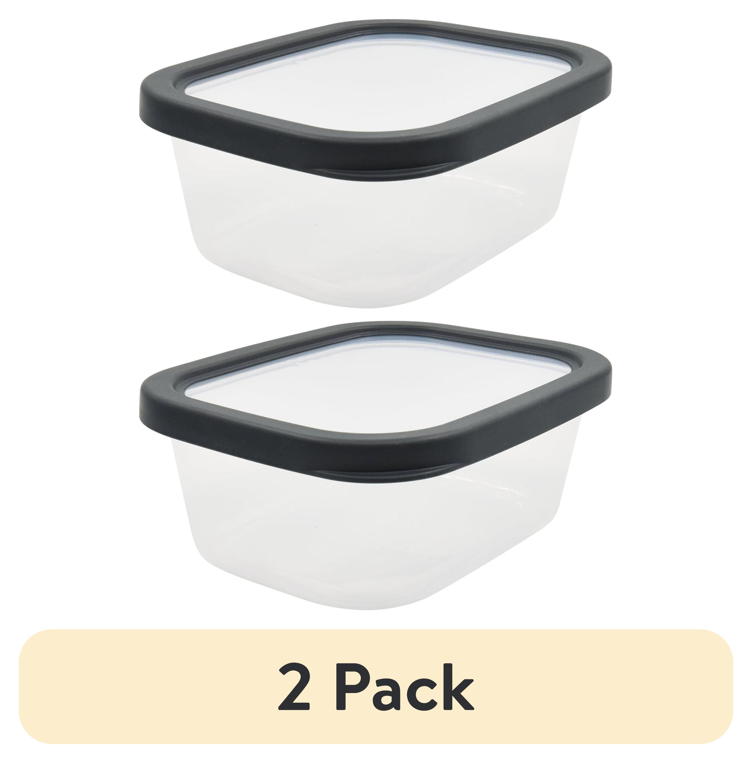 Mainstays Gray Plastic Food Storage Containers 4.6 Cup, 2 Pack ...