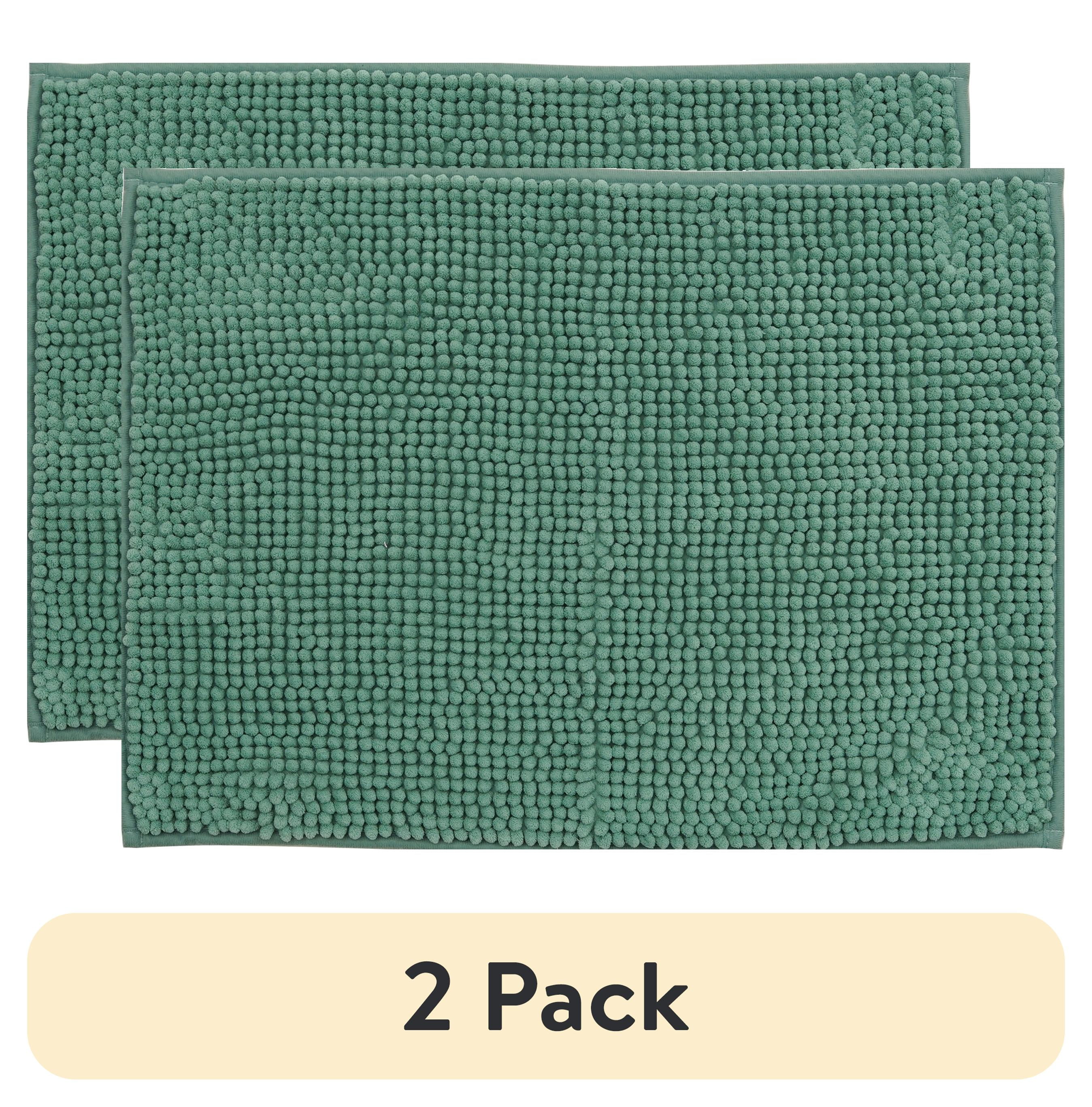 (2 pack) Mainstays Green Chenille Noodle Bath Rug 17"x24", One Piece ...
