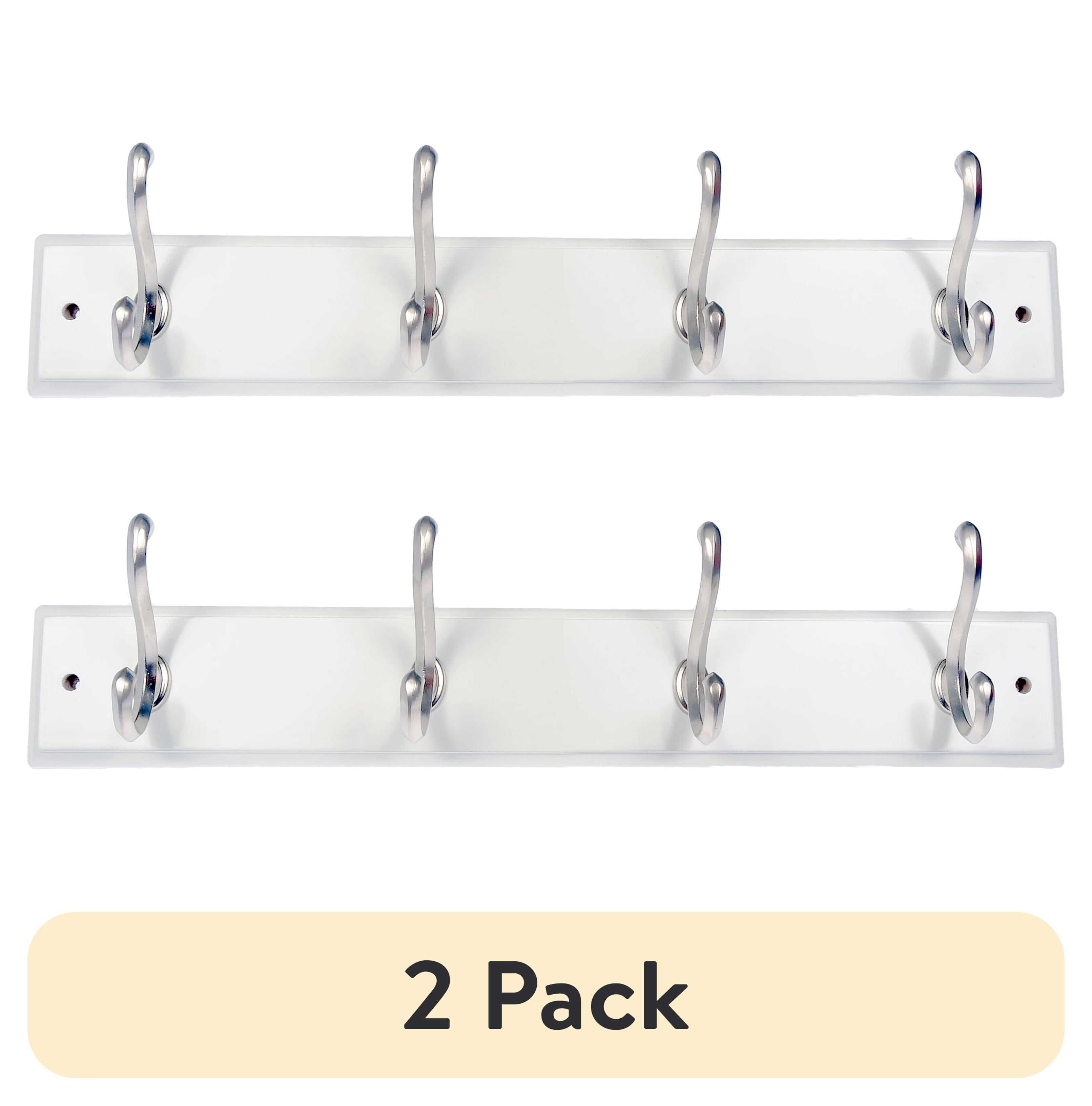 (2 pack) Mainstays White 18 inch Hook Board with 4 Satin Nickel Hooks ...
