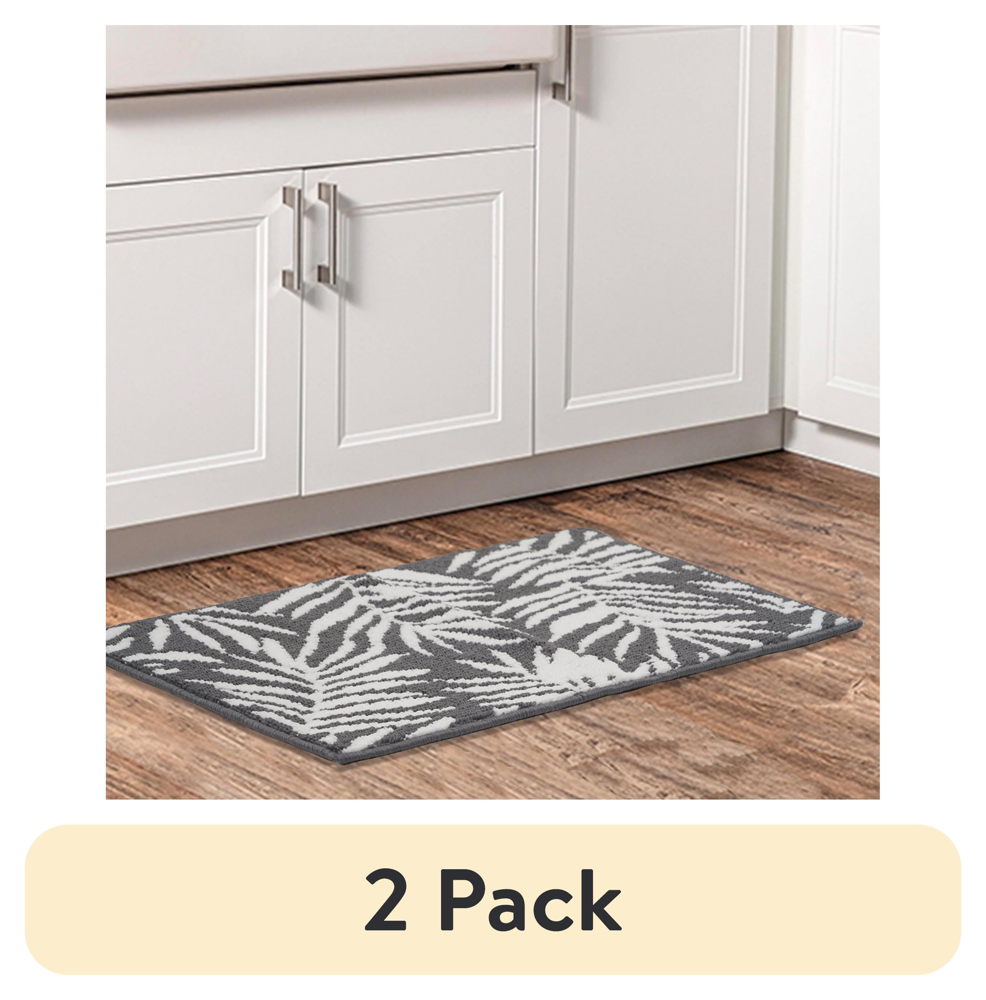 (2 pack) Mainstays Jacquard High Low Loop Kitchen Mat 18"x 27" Gray & Arctic White - Walmart.com