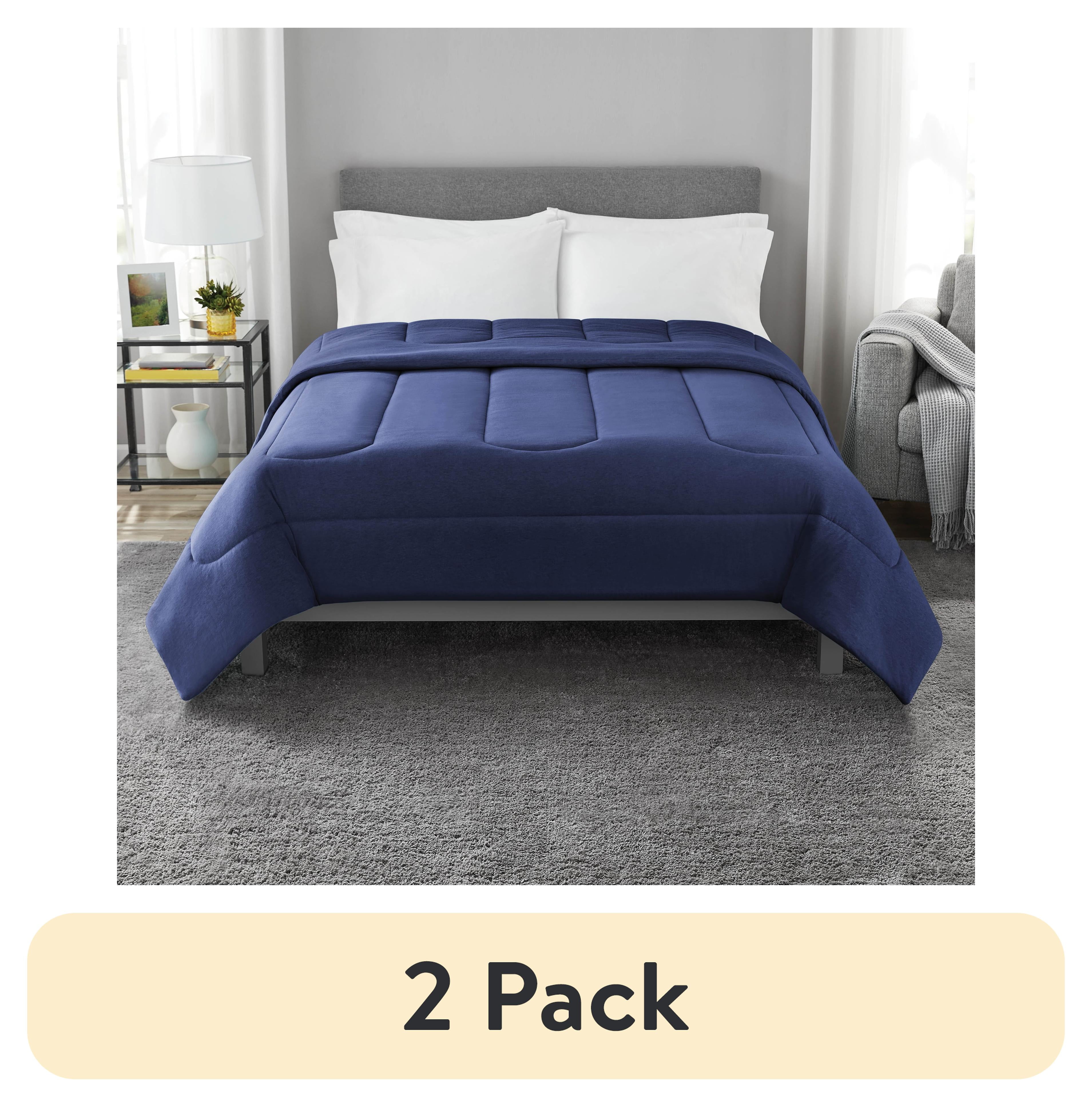 Mainstays Full/Queen Navy Jersey Knit Comforter All-Season Cozy Bedding ...