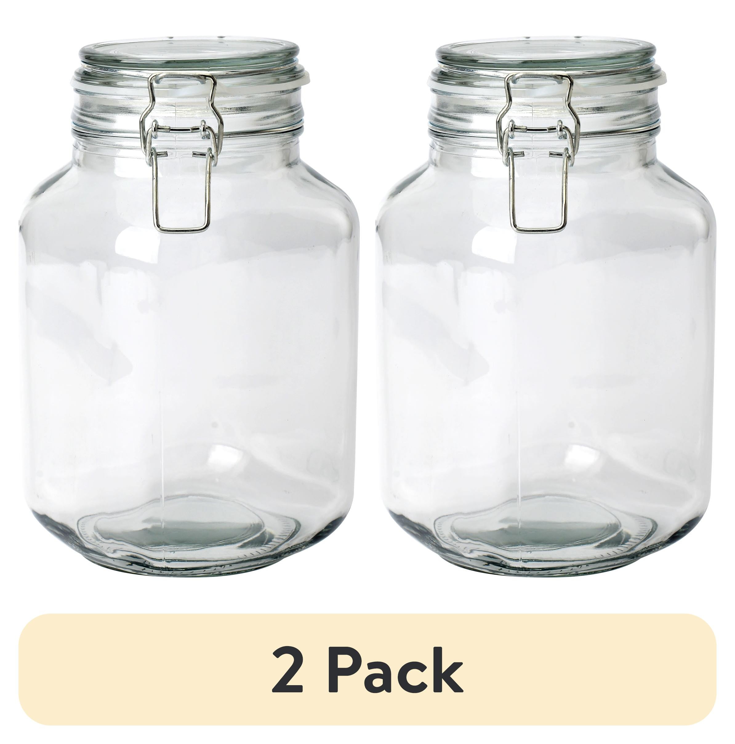 (2 pack) Mainstays Kitchen Storage 67-ounce Clear Glass Lock Lid Jar ...