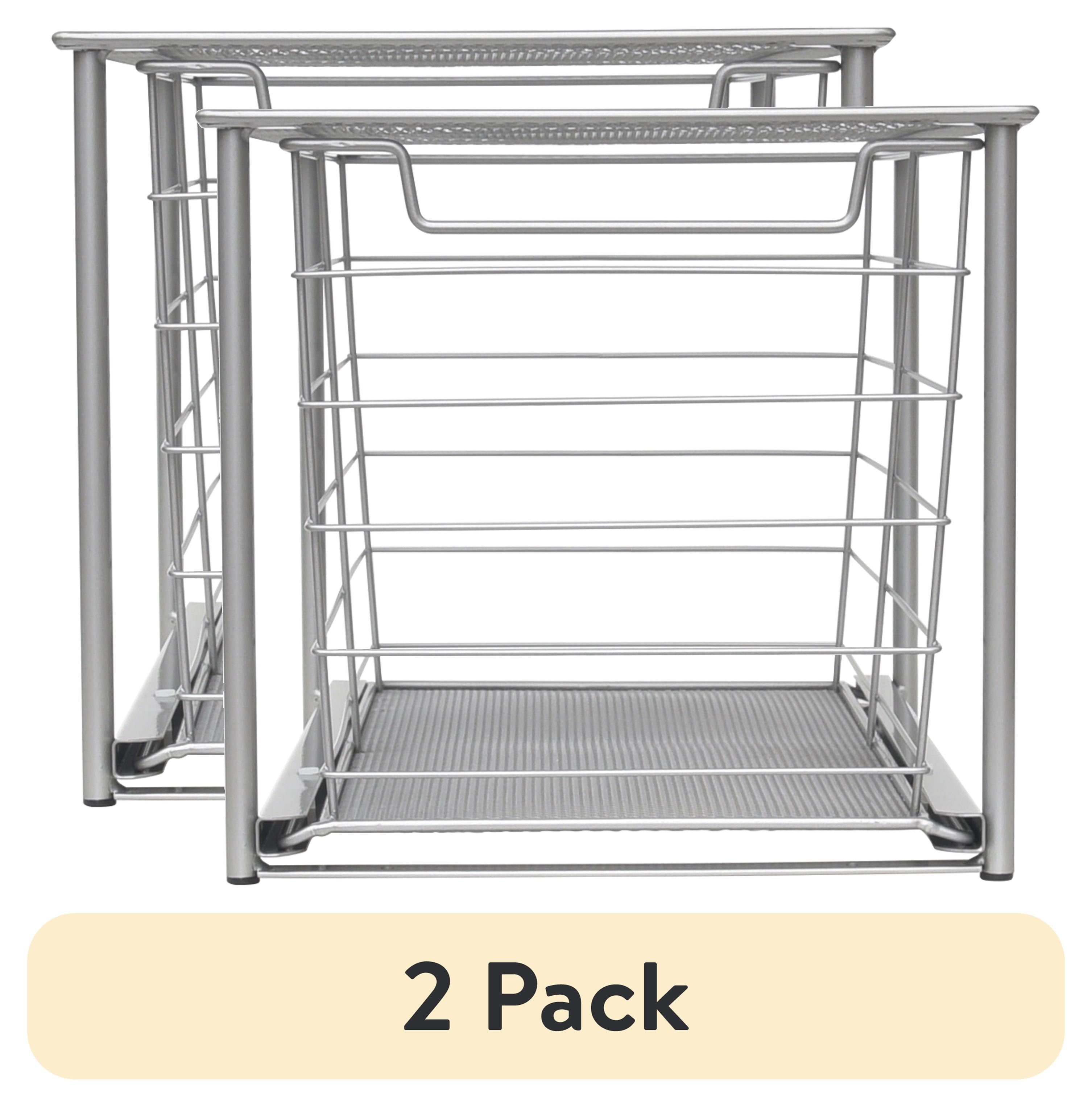 (2 pack) Mainstays Large Stackable Slide-Out Drawer Organizer, Satin ...