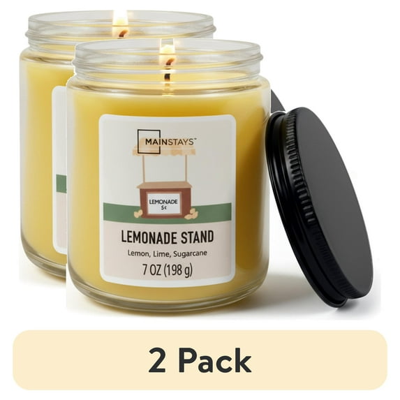 Mainstays Lemonade Stand Scented Single-Wick Glass Jar Candle 7 oz ...