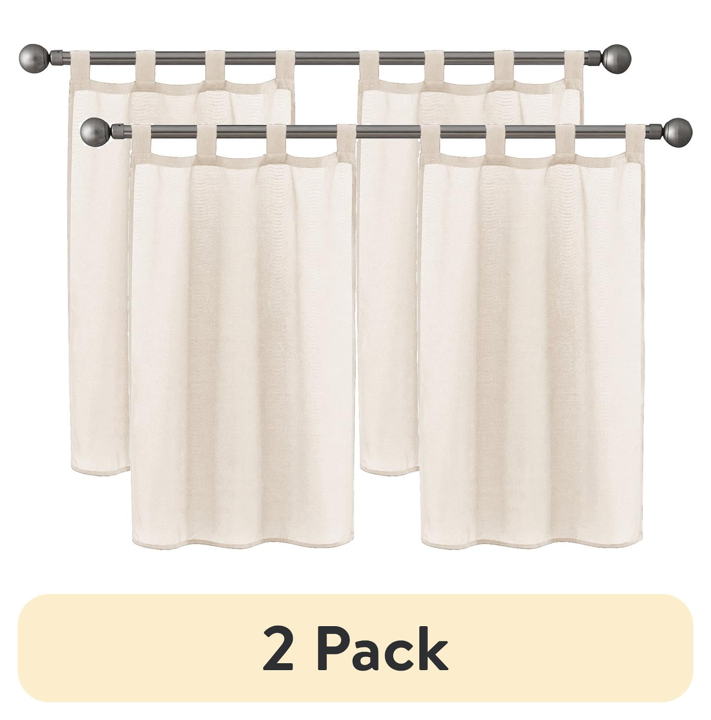 (2 pack) Mainstays Light Filtering Kitchen Tier Set, 3-Pieces, Beige ...