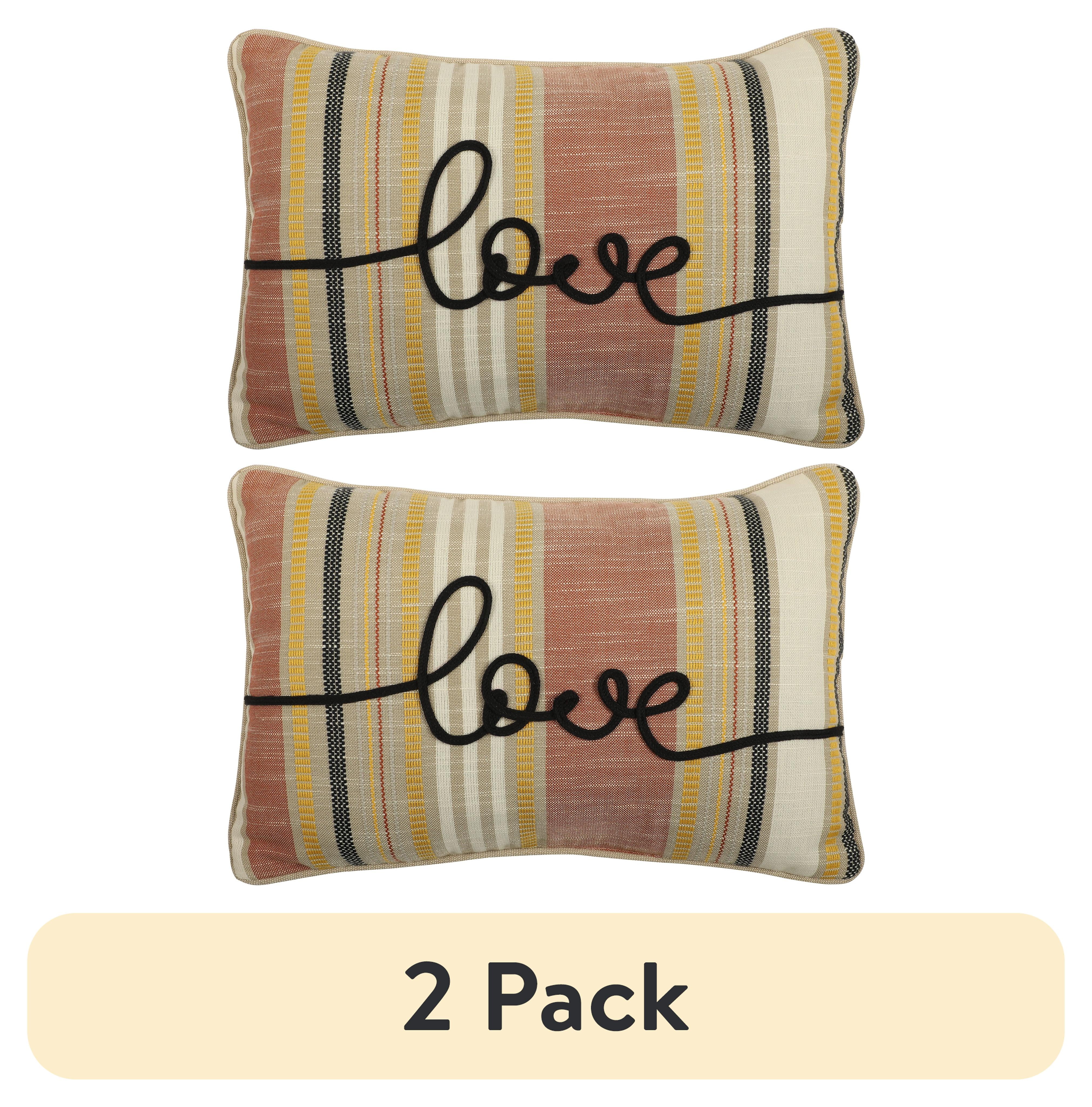 (2 pack) Mainstays Love Stripe Oblong Decorative Throw Pillow, Multi,14 ...