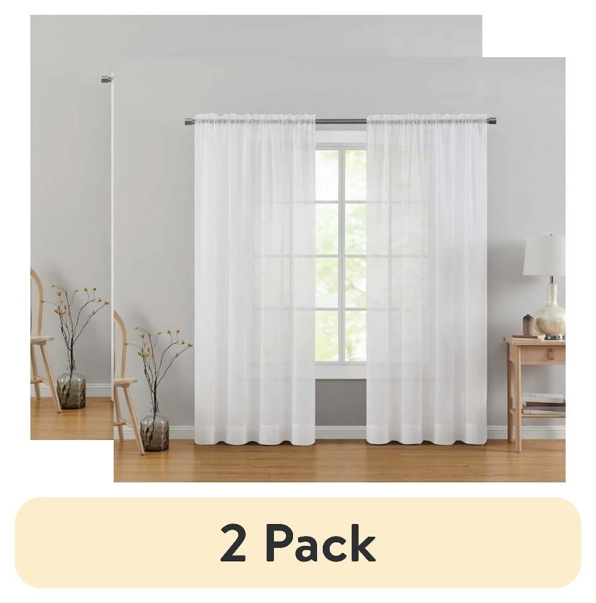 Mainstays Marjorie Sheer Voile Curtain Panel White 59x84 Draperies ...