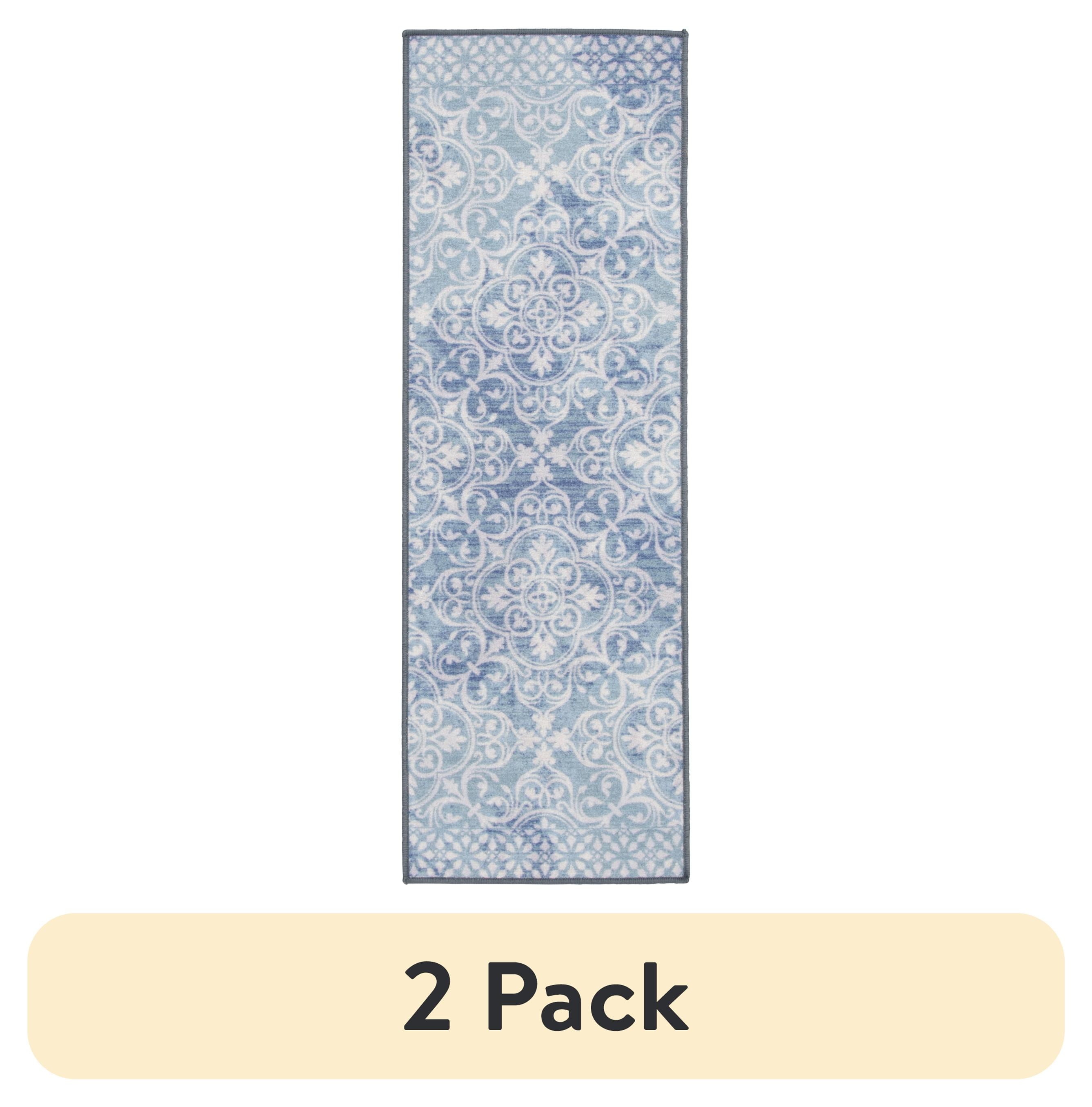 (2 pack) Mainstays Medallion Indoor Runner Accent Rug, Teal, 20