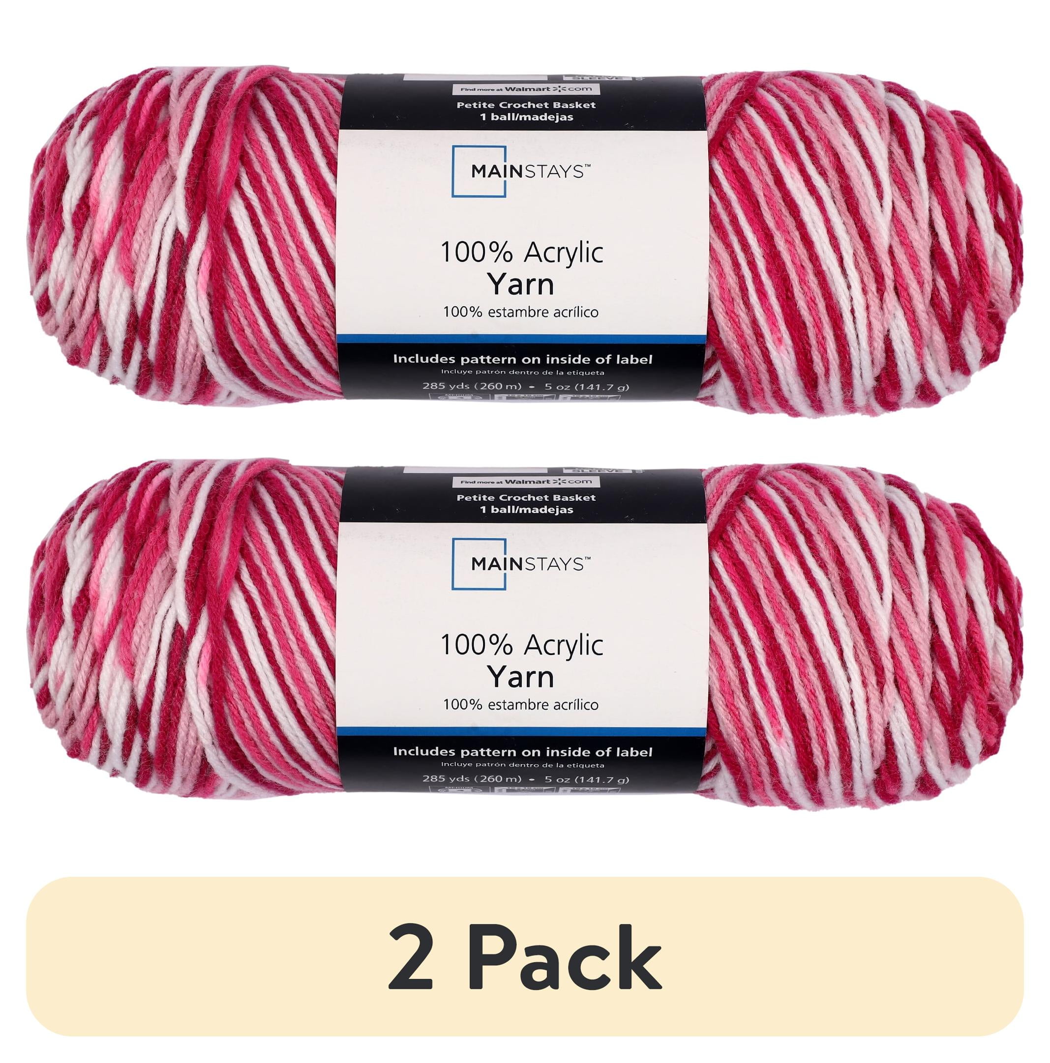 (2 pack) Mainstays Medium Acrylic Pink Blend Yarn, 5 Oz 285 Yards ...