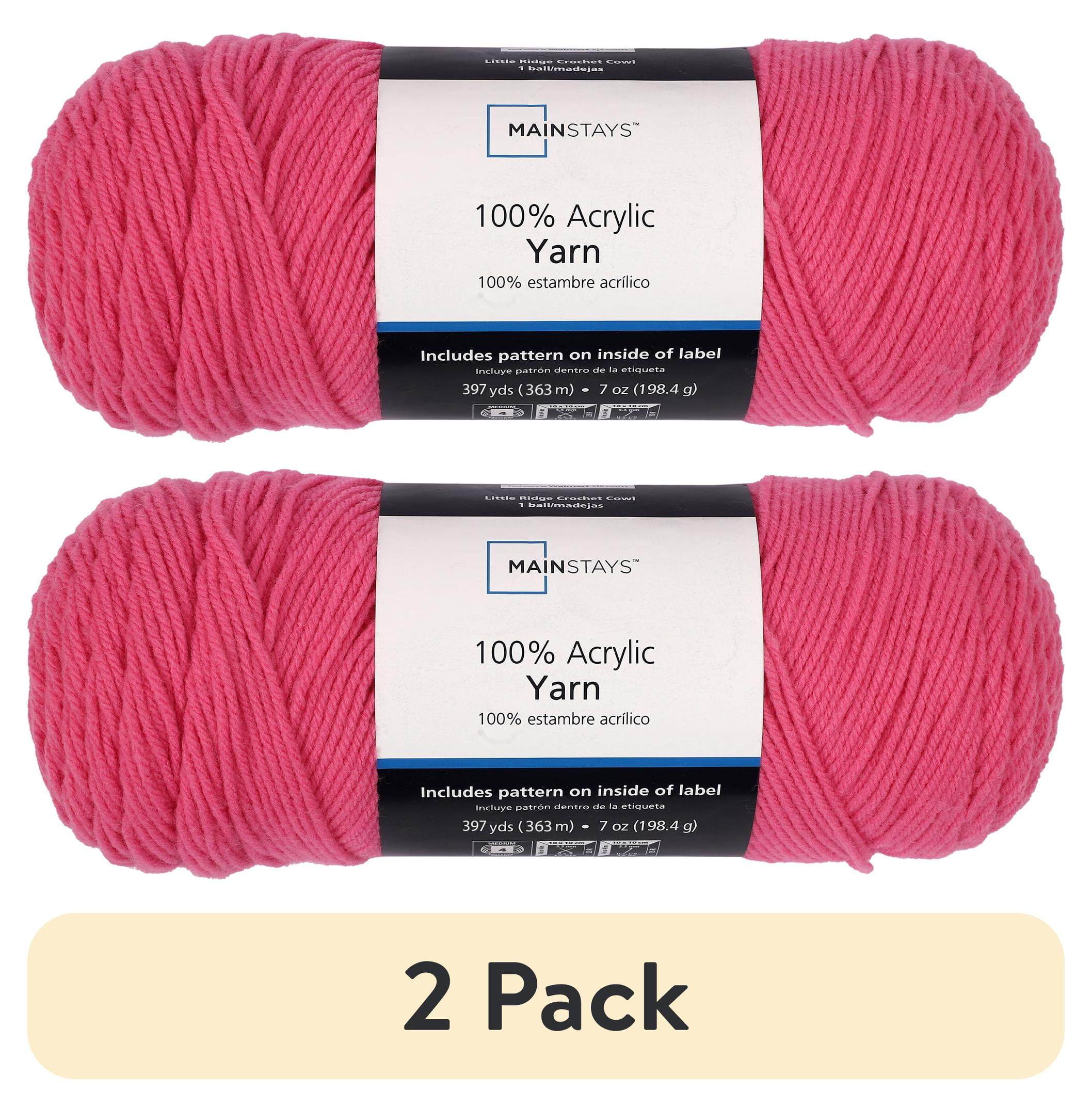 (2 pack) Mainstays Medium Acrylic Pink Yarn, 7 Oz 397 Yards - Walmart.com