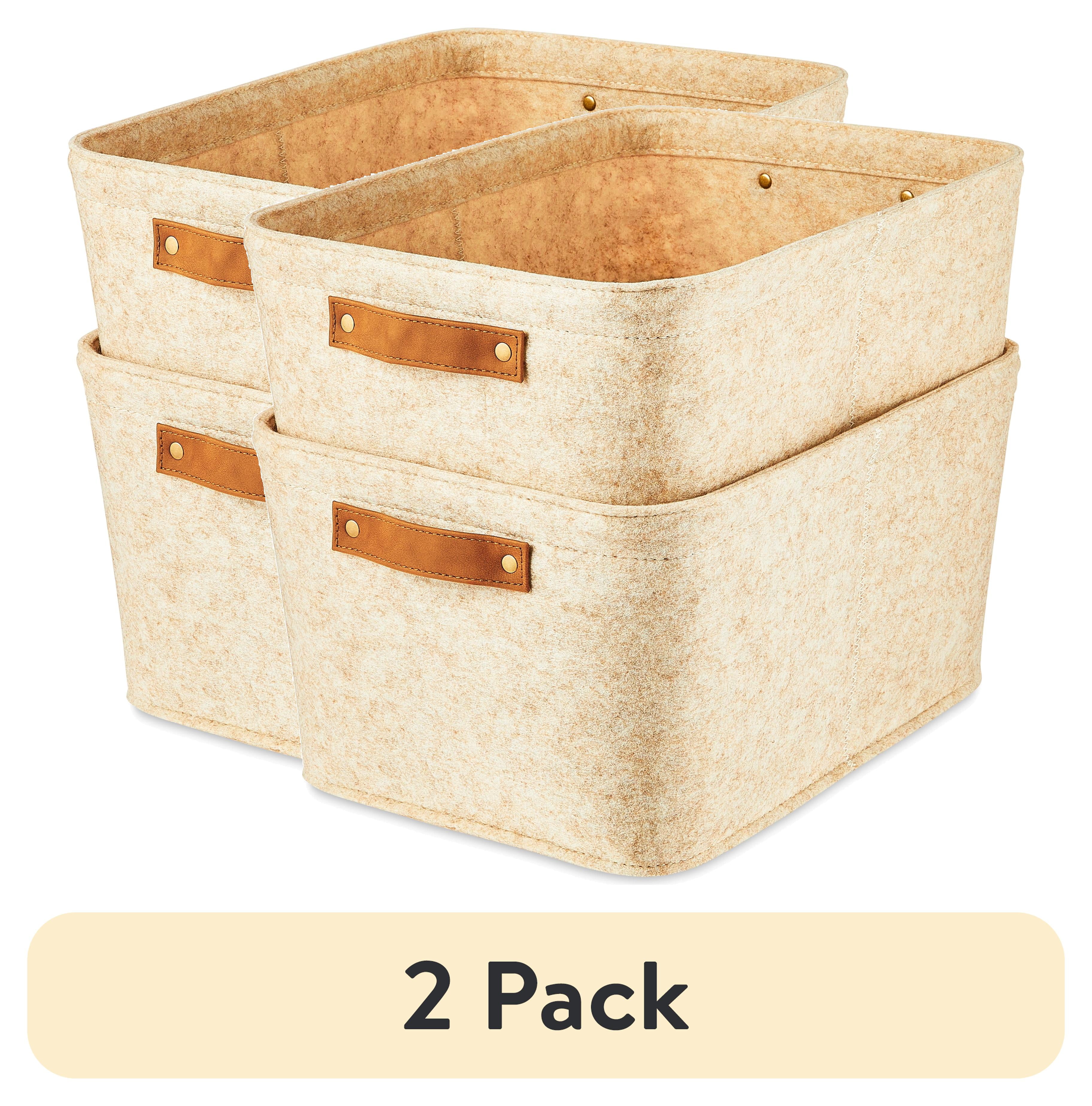 (2 pack) Mainstays Medium Rectangle Felt Basket, Oatmeal, Set of 2 ...