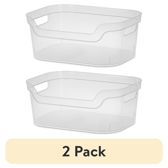 Mainstays Medium Clear Plastic Storage Bins 2 Pack with Handles for ...