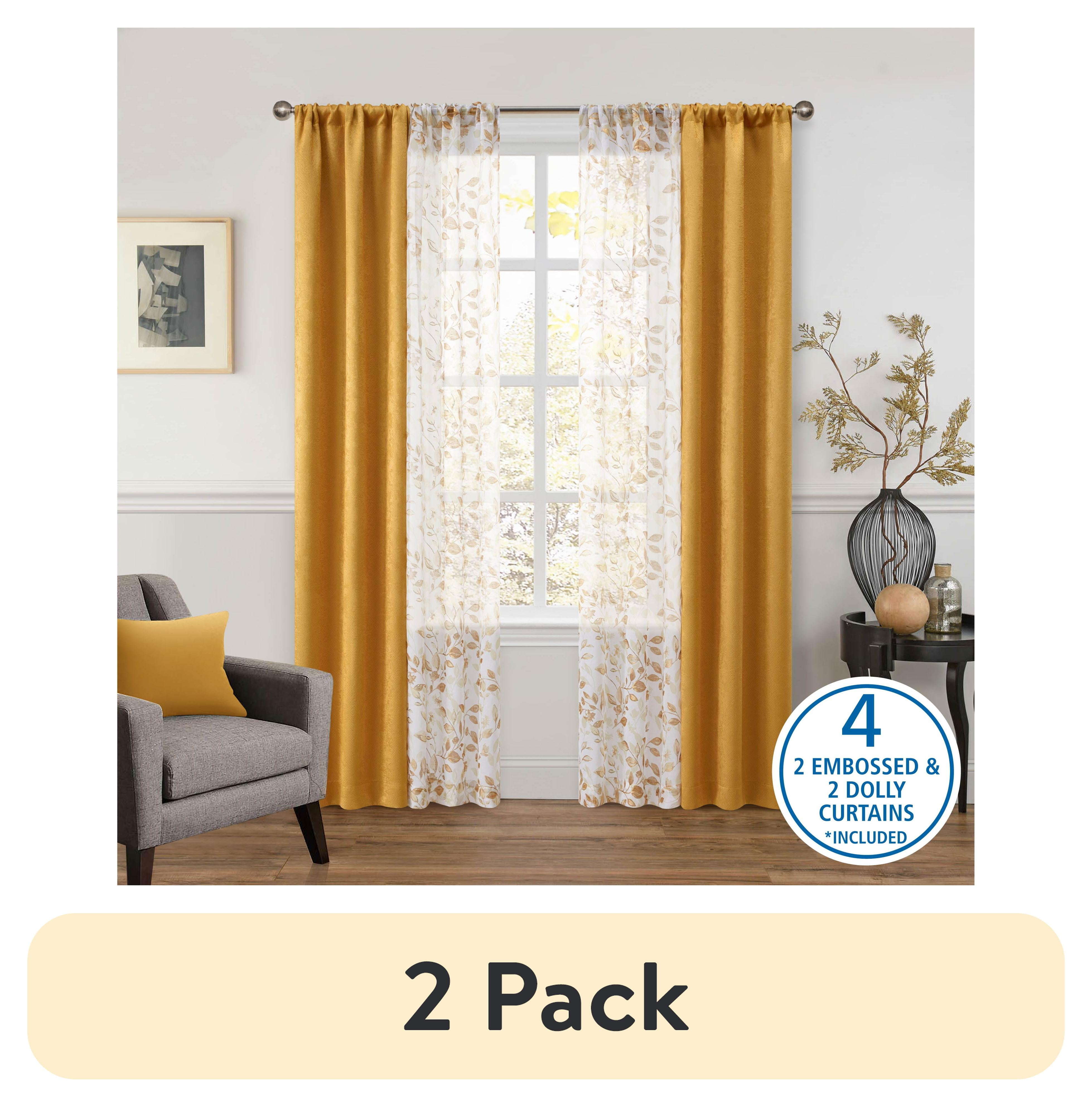 (2 pack) Mainstays Metallic Blackout Curtains and Sheers Set, 4 Panels ...