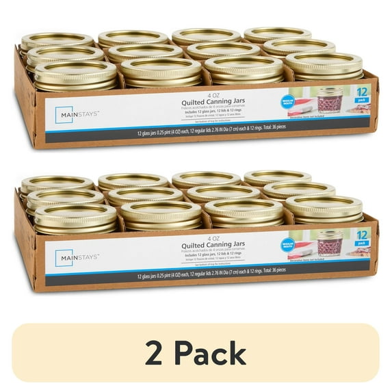 (2 pack) Mainstays Mini 4 oz Mason Jars 12pk - Regular Mouth Decorative ...