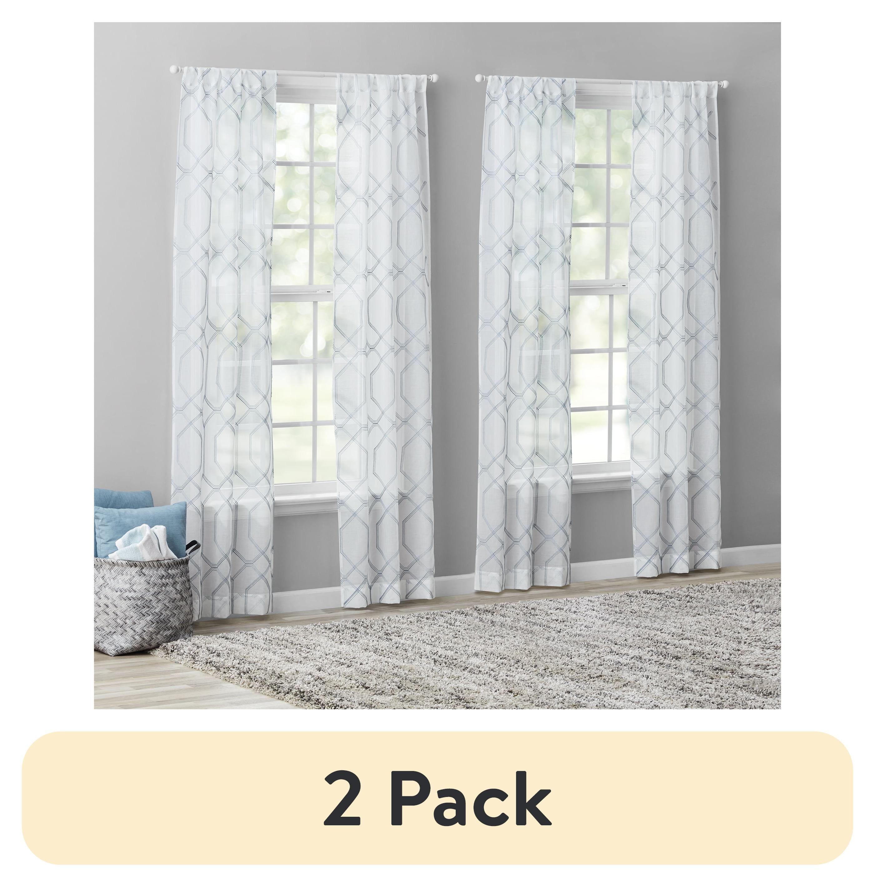 (2 pack) Mainstays Modern Geometric Embroidered Rod Pocket Sheer ...
