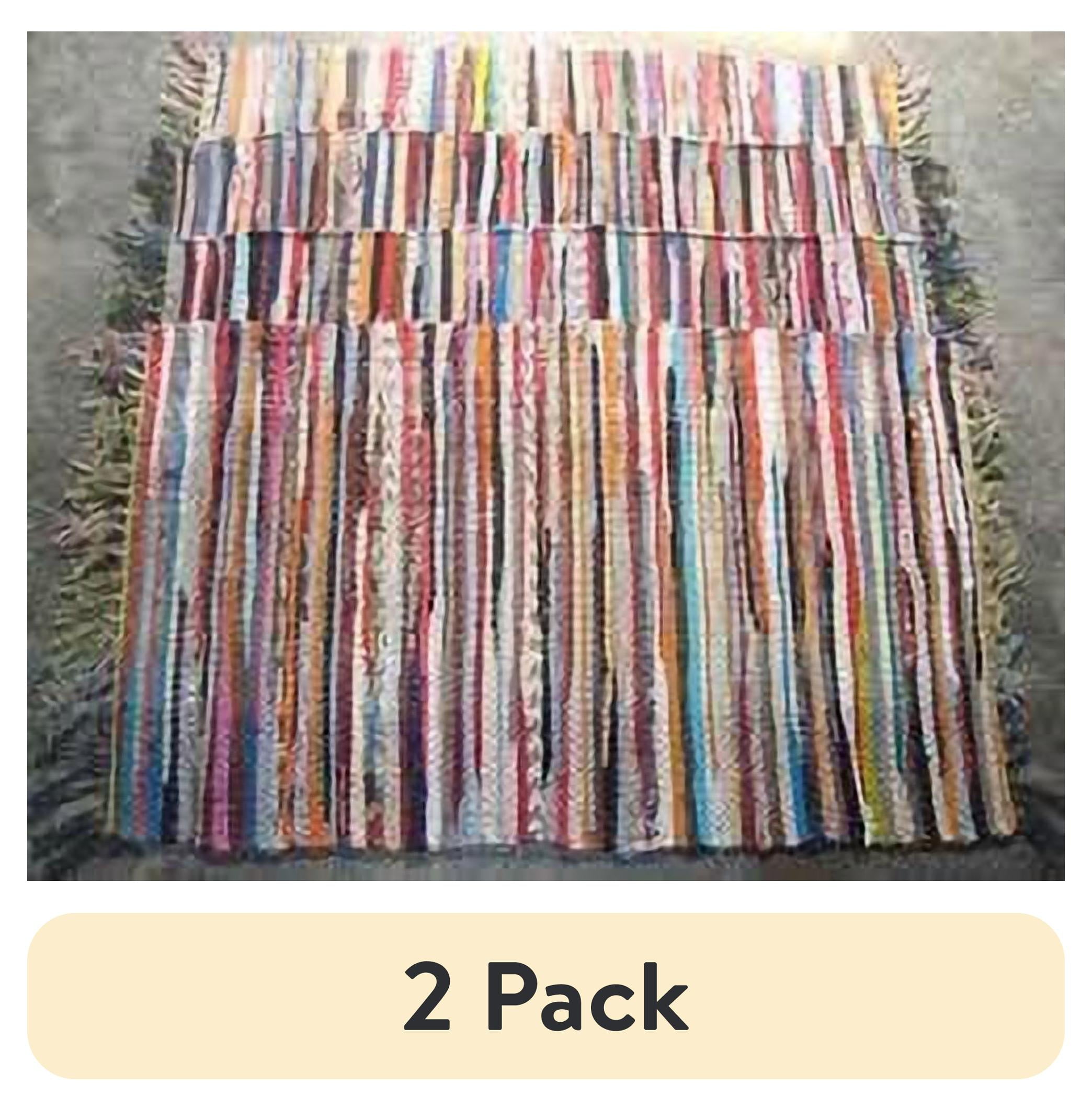 (2 pack) Mainstays Chindi Rug Multicolor Striped Area Rugs, 2' x 3 ...