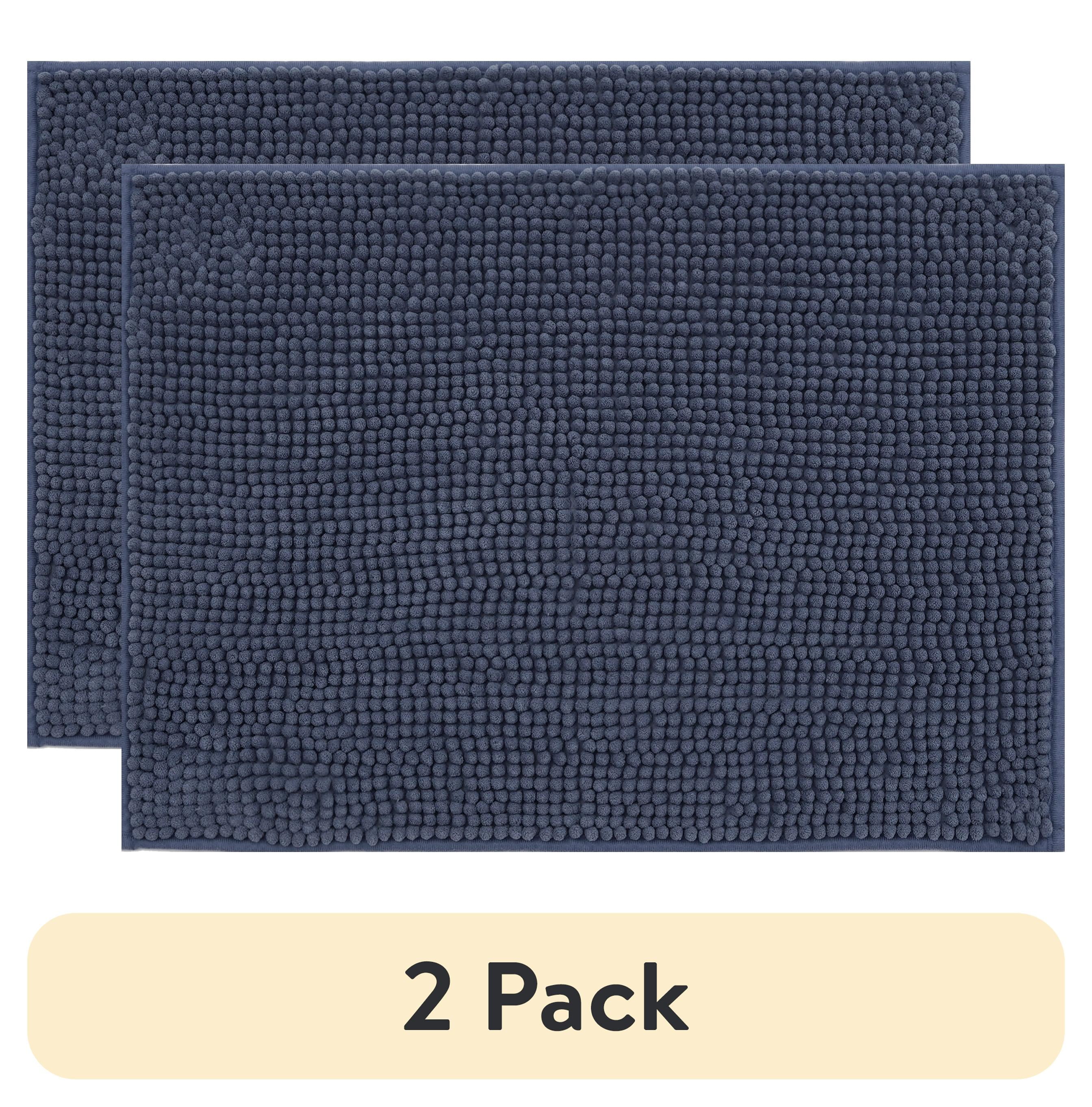 (2 pack) Mainstays Navy Chenille Noodle Bath Rug 17"x24", One Piece ...