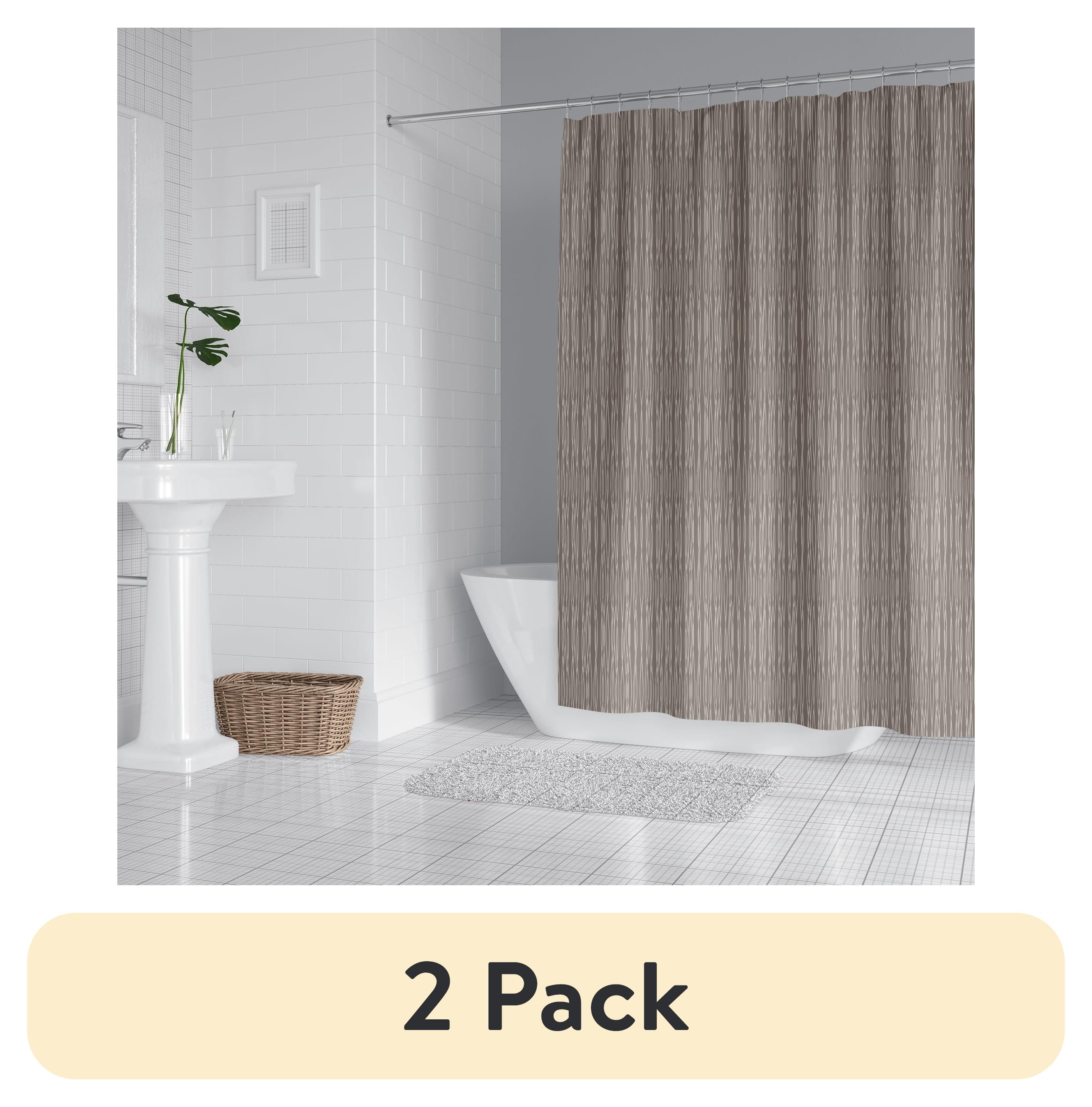 (2 pack) Mainstays Neutral Twist Printed Fabric 72” x 72” Shower ...
