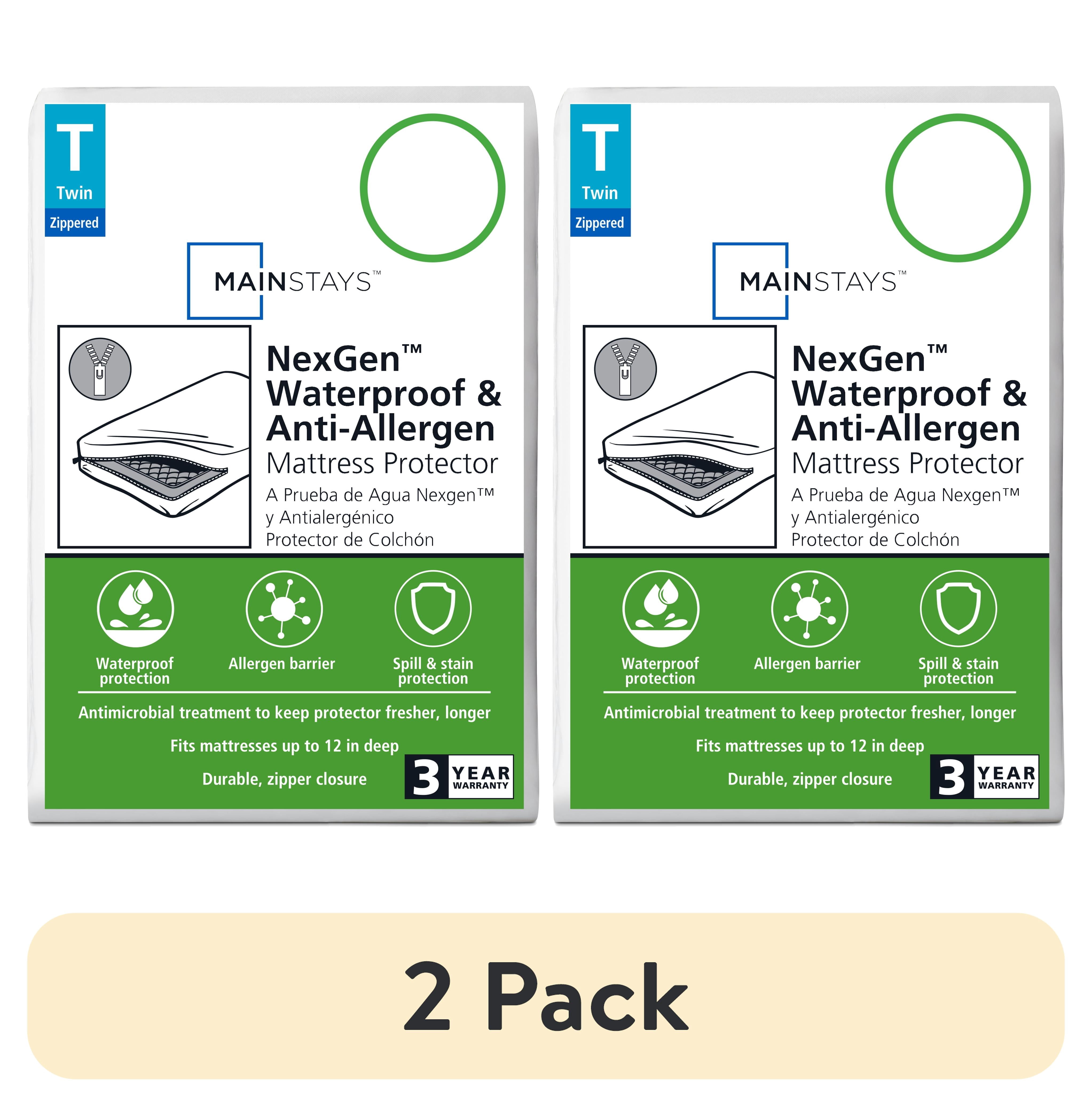 (2 pack) NexGen Waterproof Zippered Mattress Protector Mainstays, Twin ...